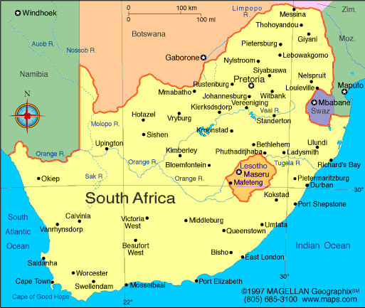 map of south africa