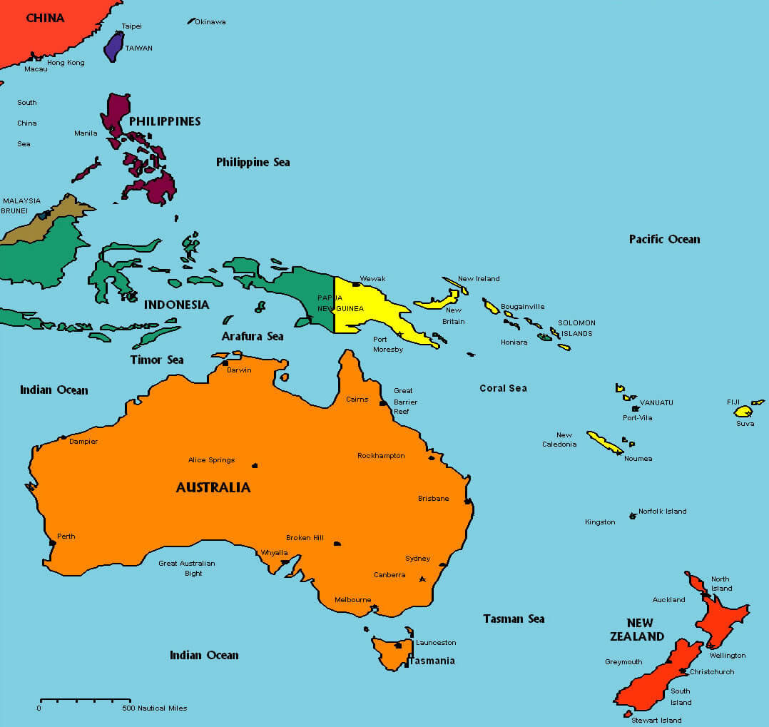 Australia Oceania Map Australia Oceania Map