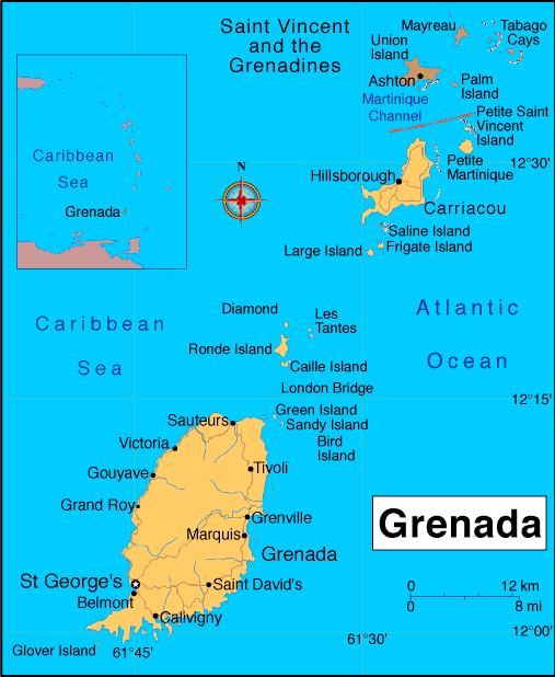 Grenada Map Caribbean