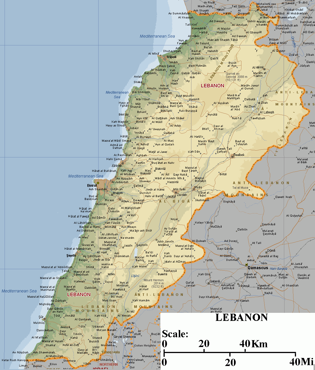 Lebanon Map