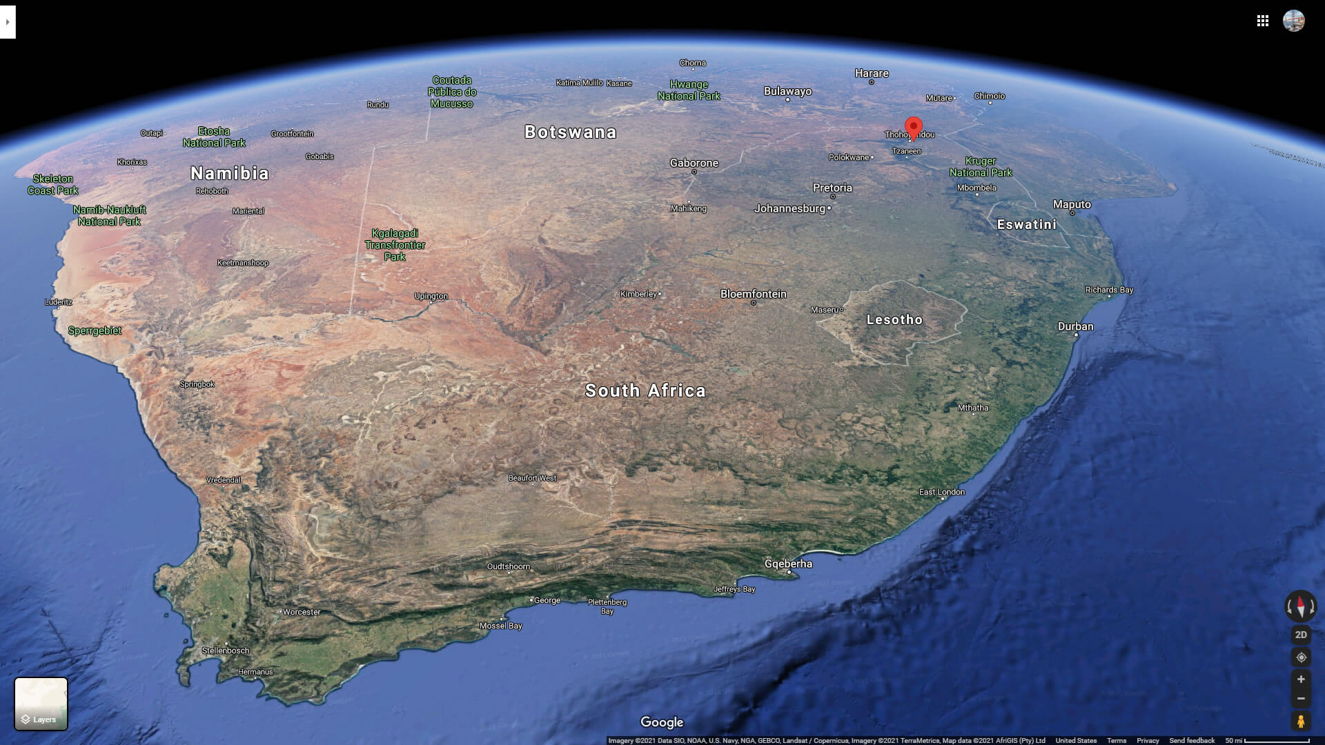 Tshivhase Map - South Africa