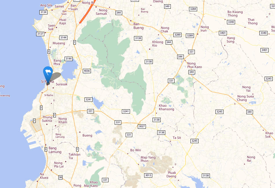 Si Racha Map - Thailand