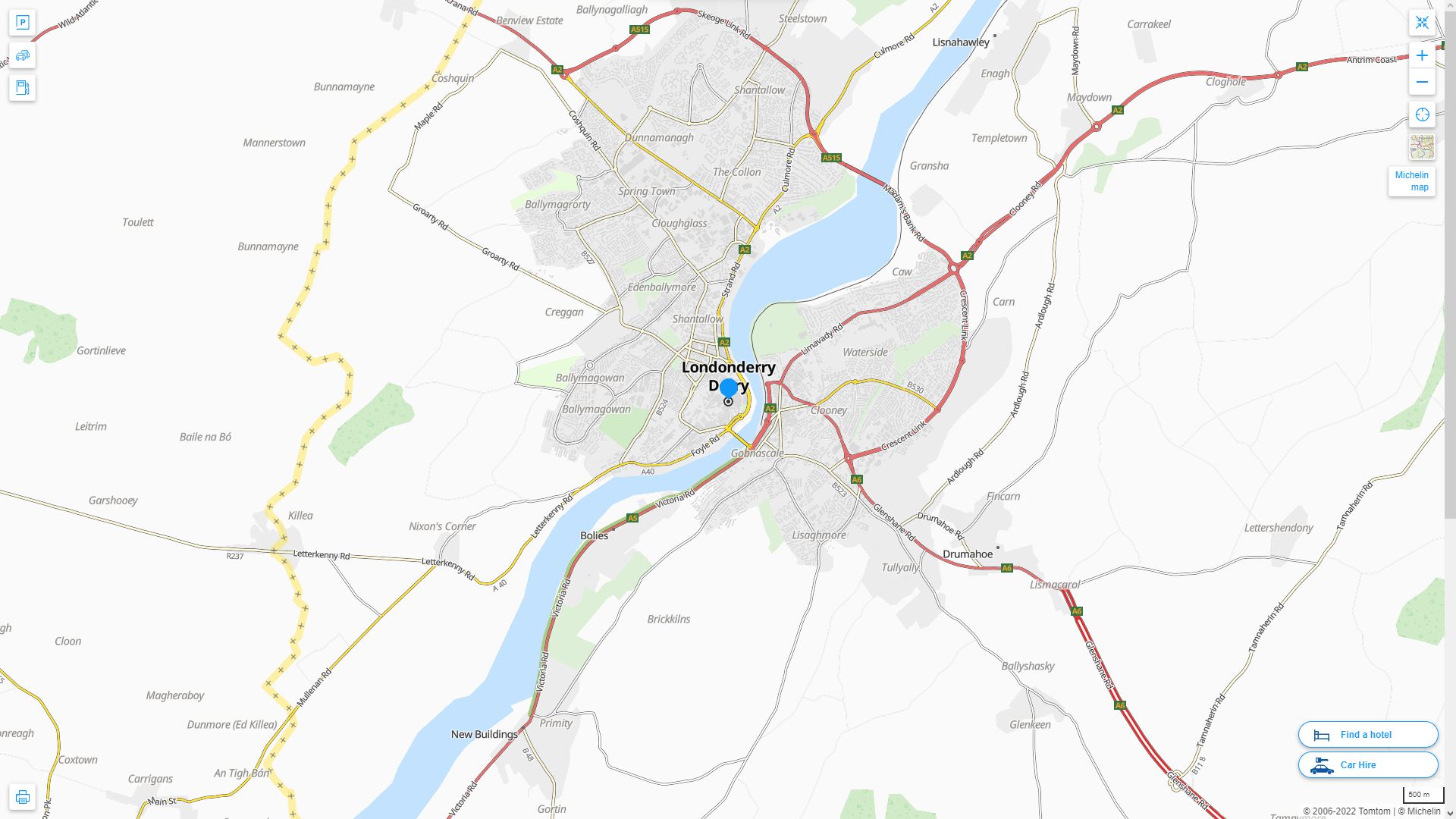 Derry Map - United Kingdom