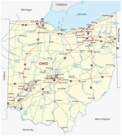 Ohio and Largest Cities Columbus, Cincinnati, Cleveland