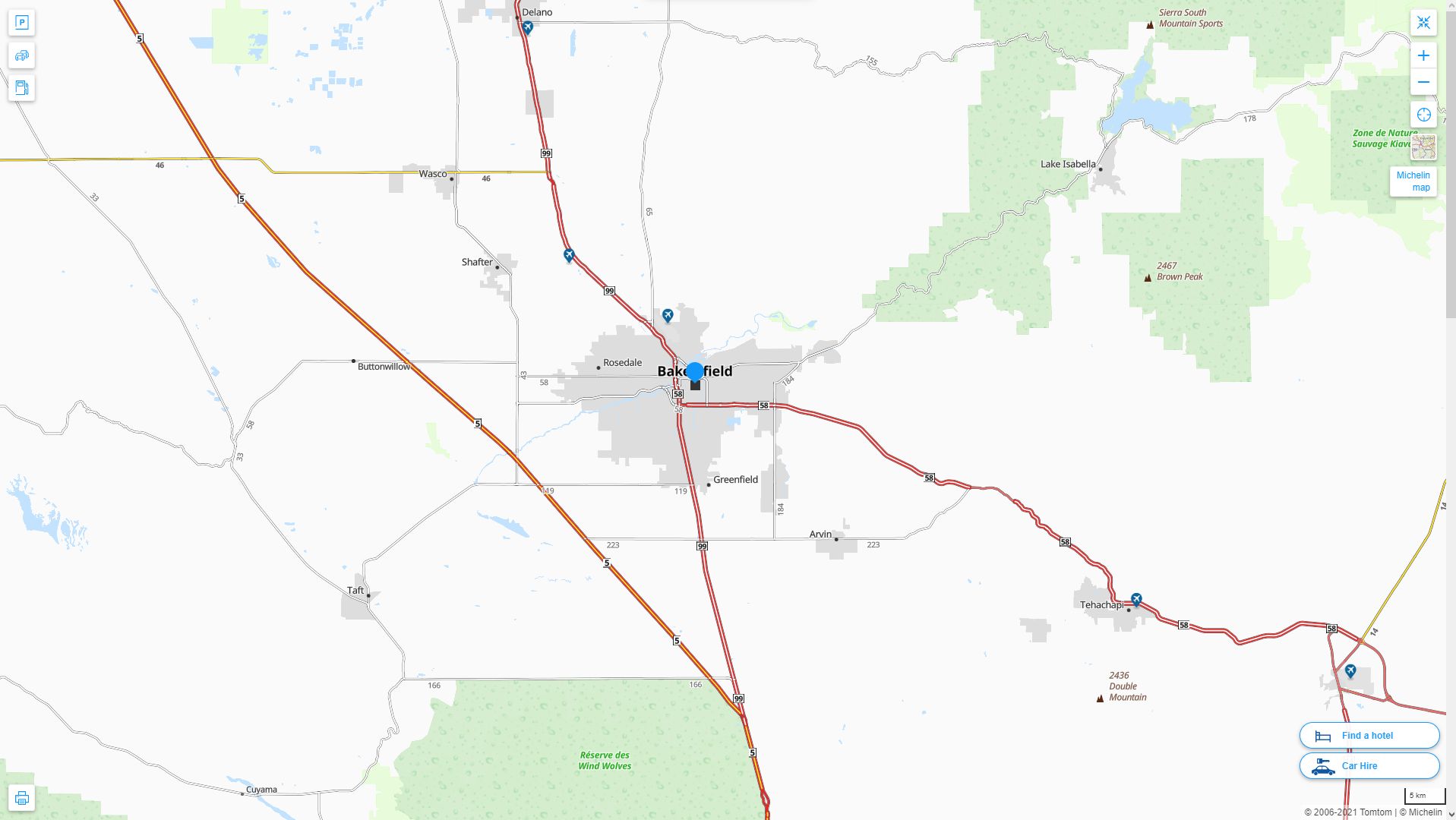 Bakersfield, California Map