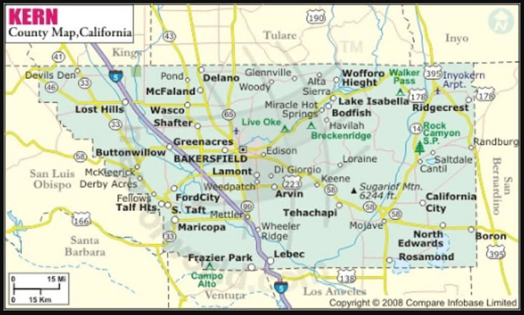 Kern County Map Of Cities