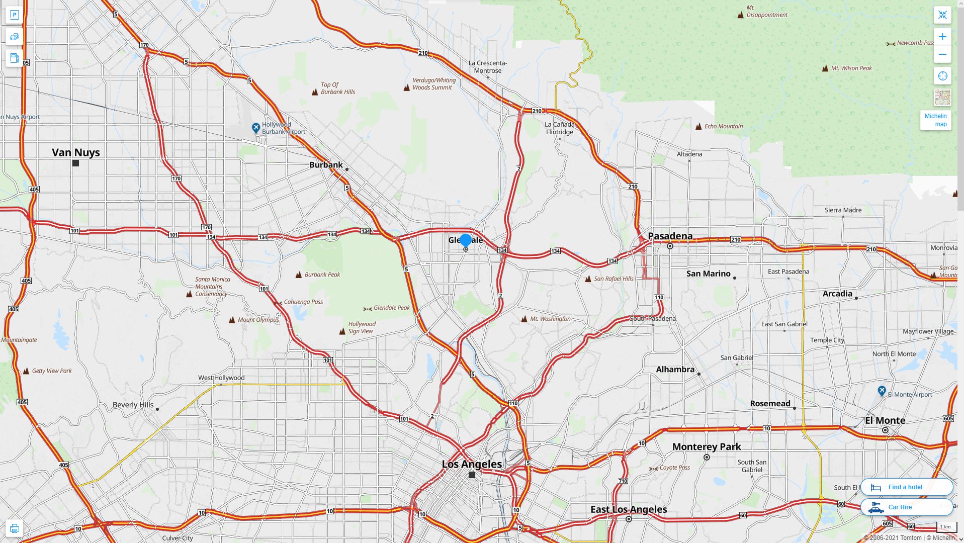 Glendale, California Map
