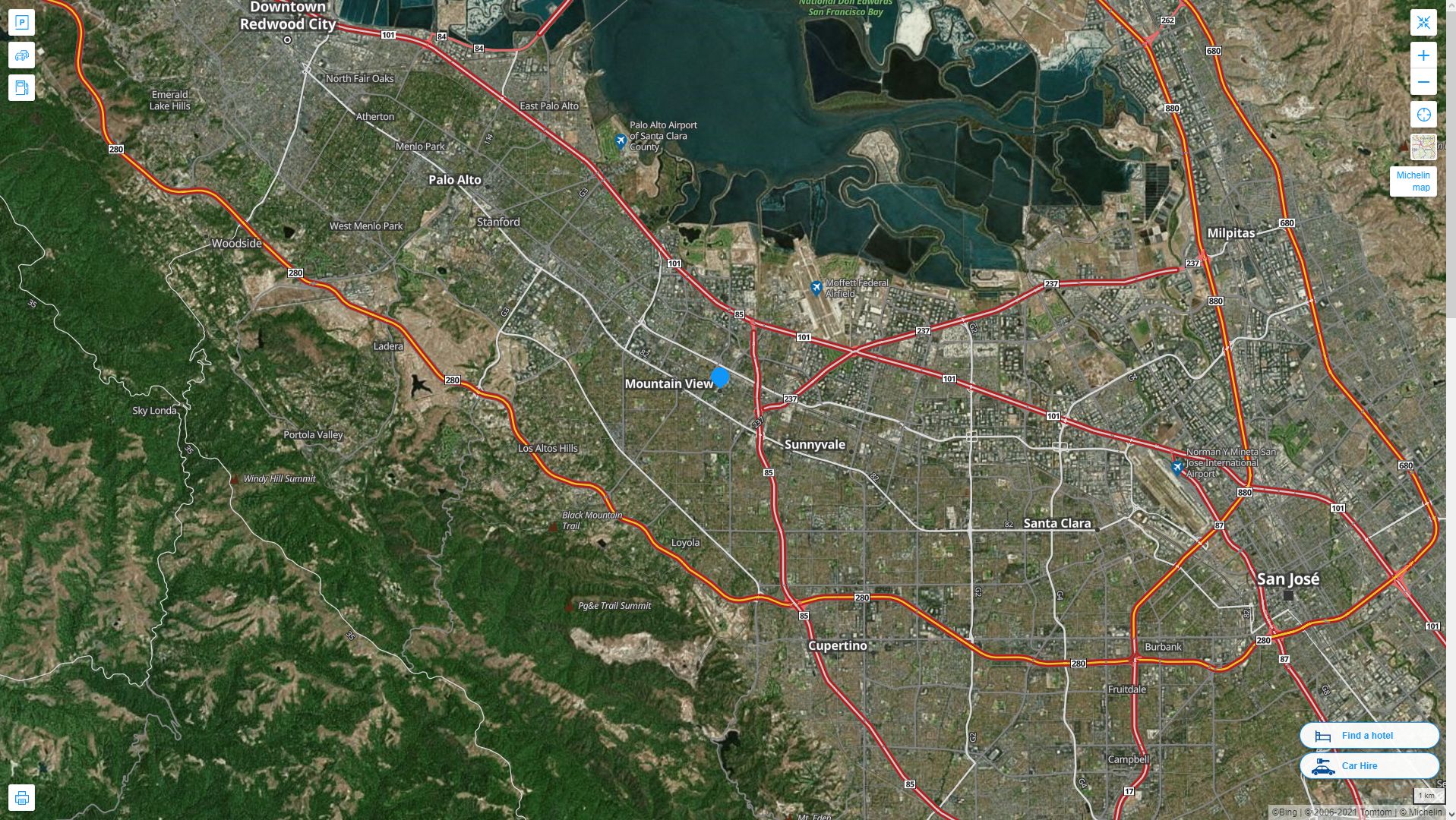 Mountain View California Map