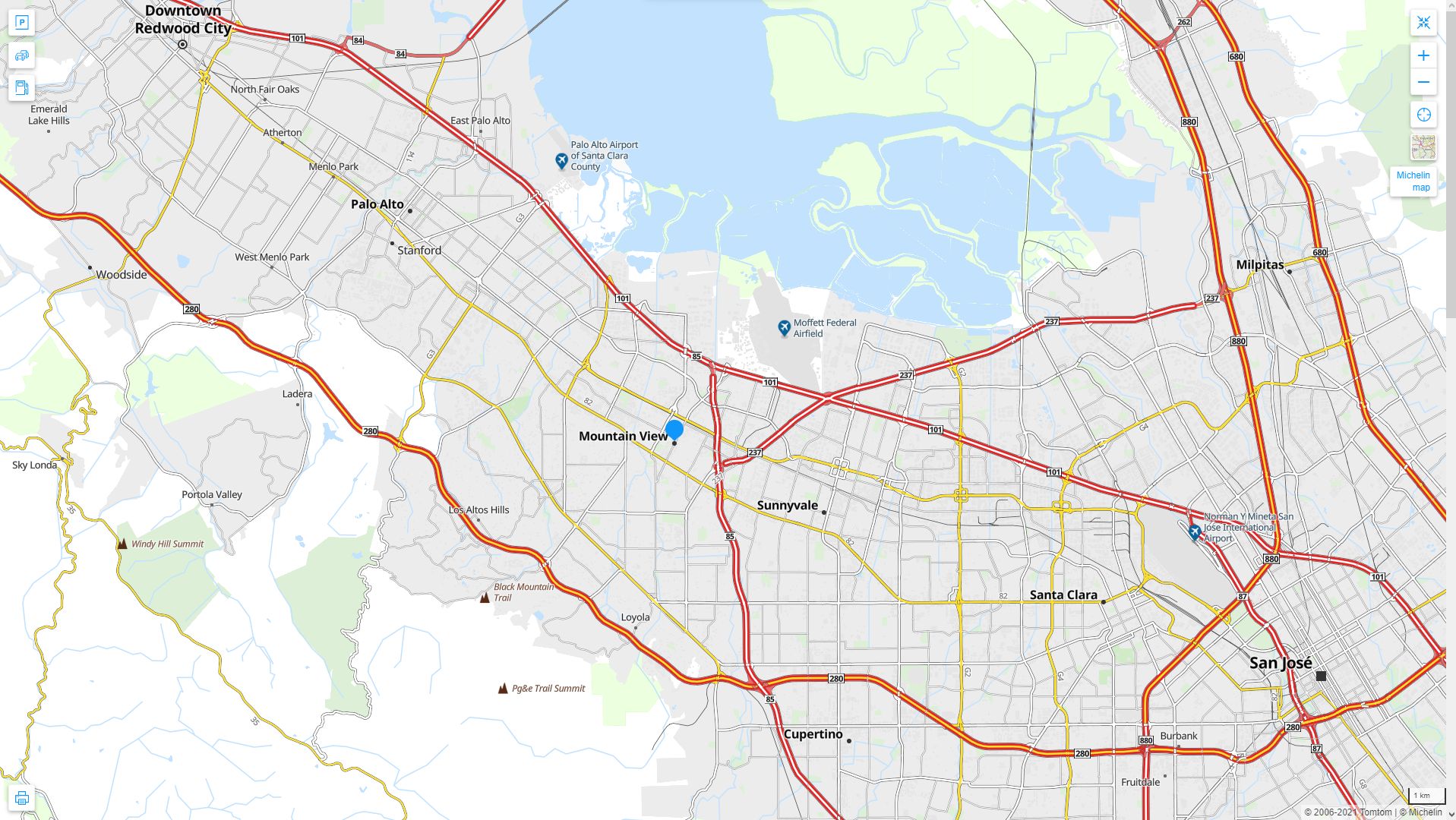 Mountain View California Map