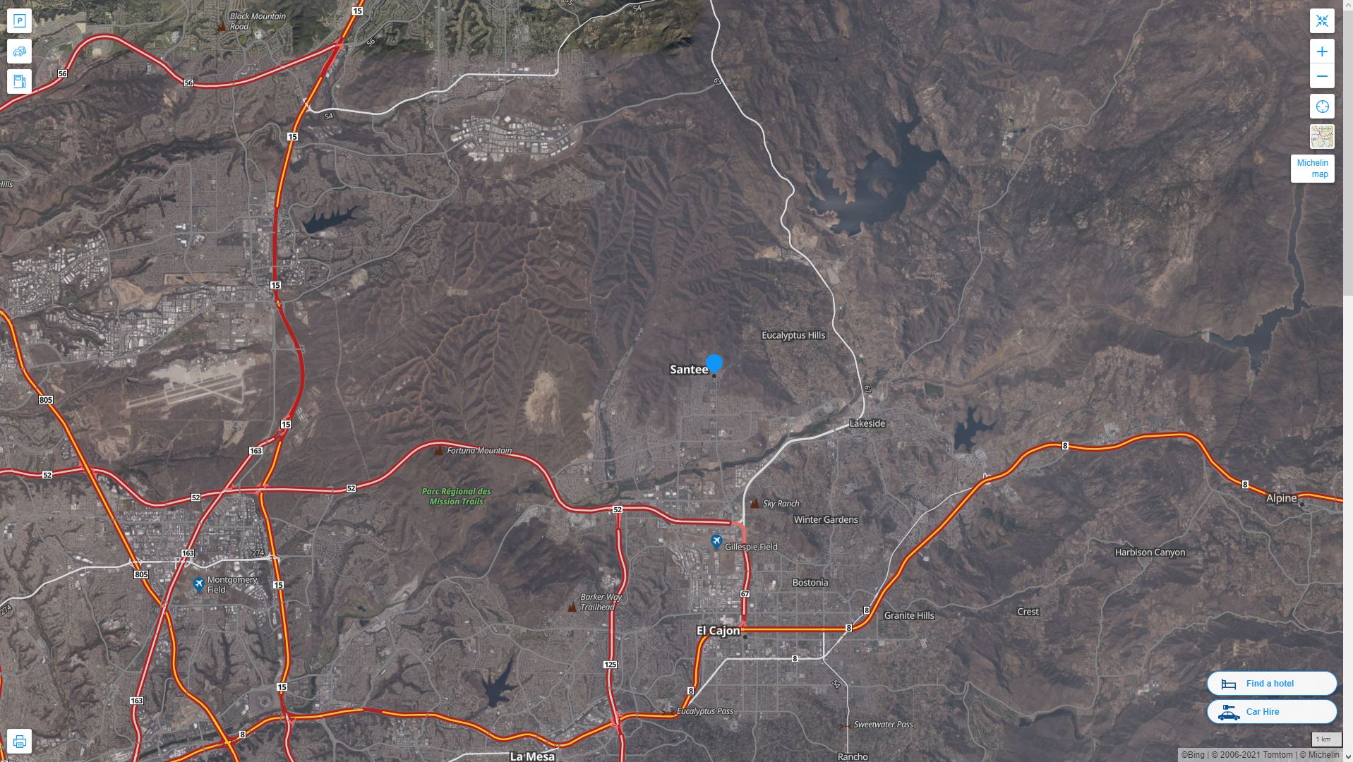 Santee, California Map
