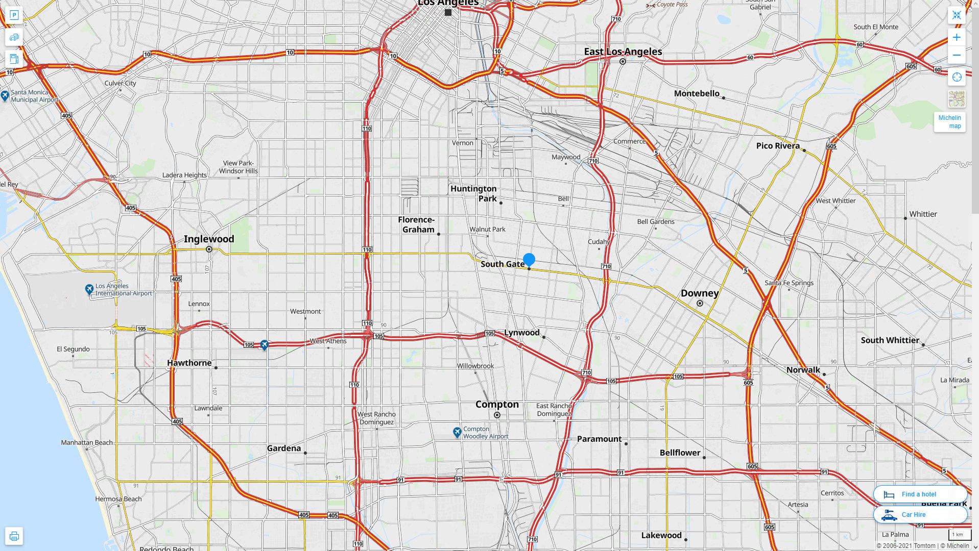 South Gate, California Map