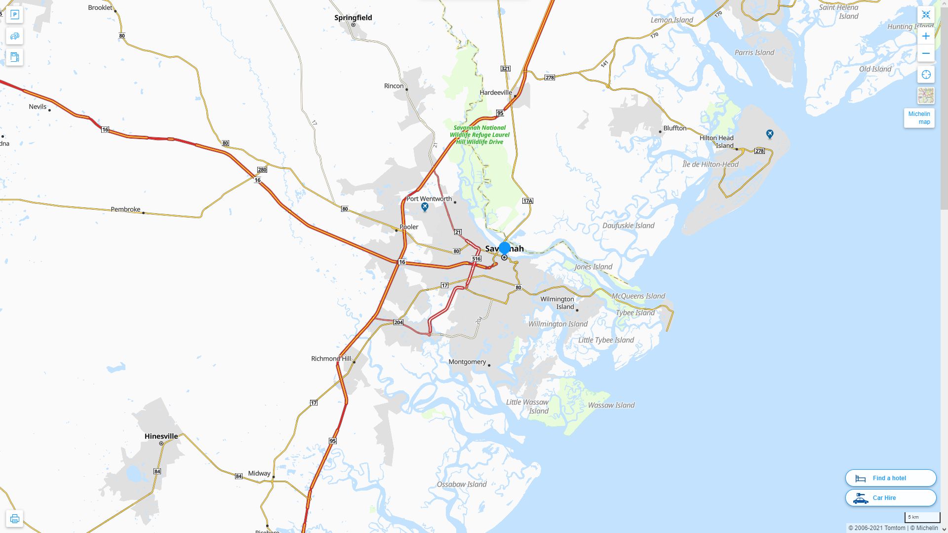 Savannah, Georgia Map