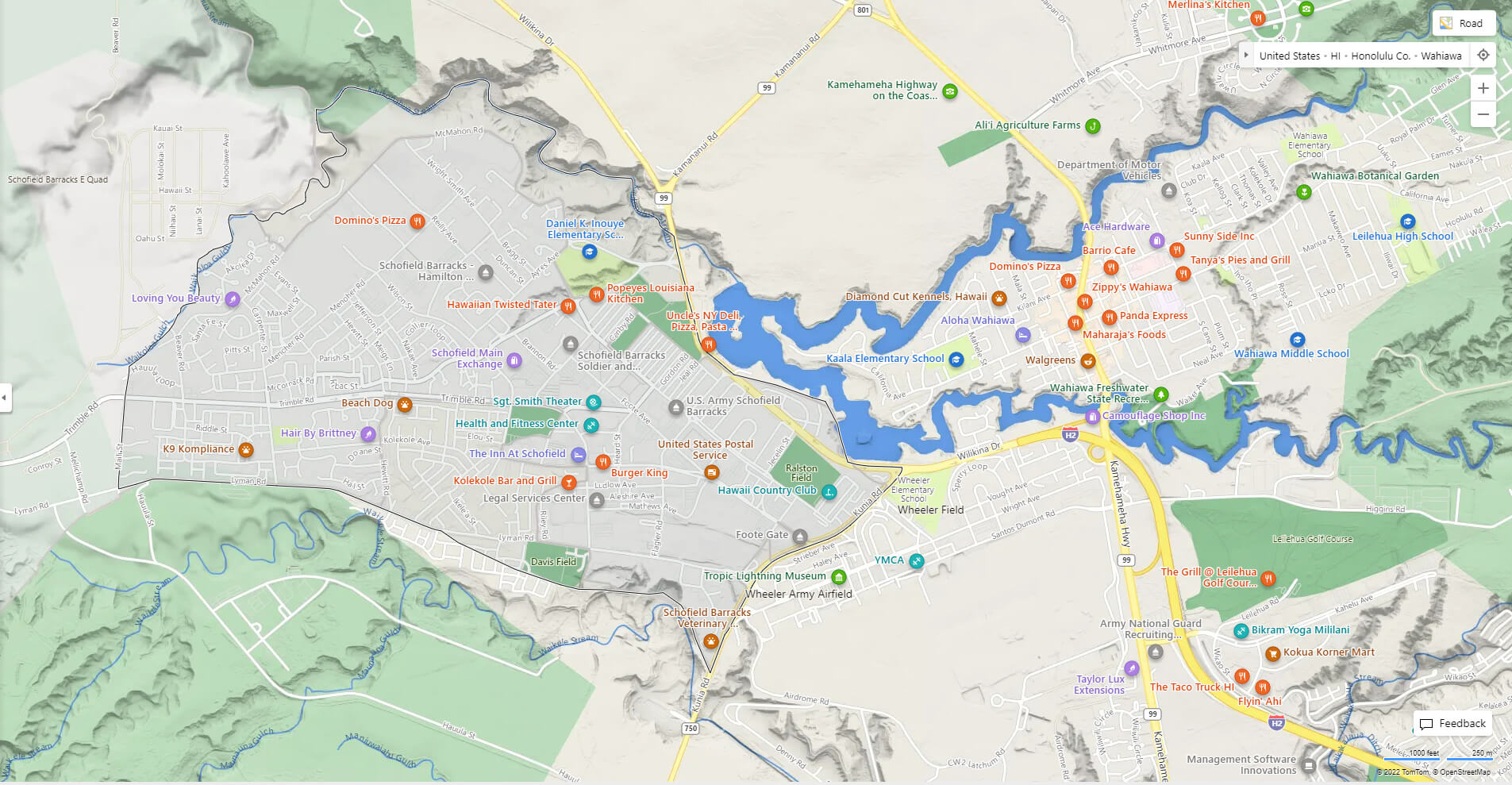Schofield Barracks, Hawaii Map