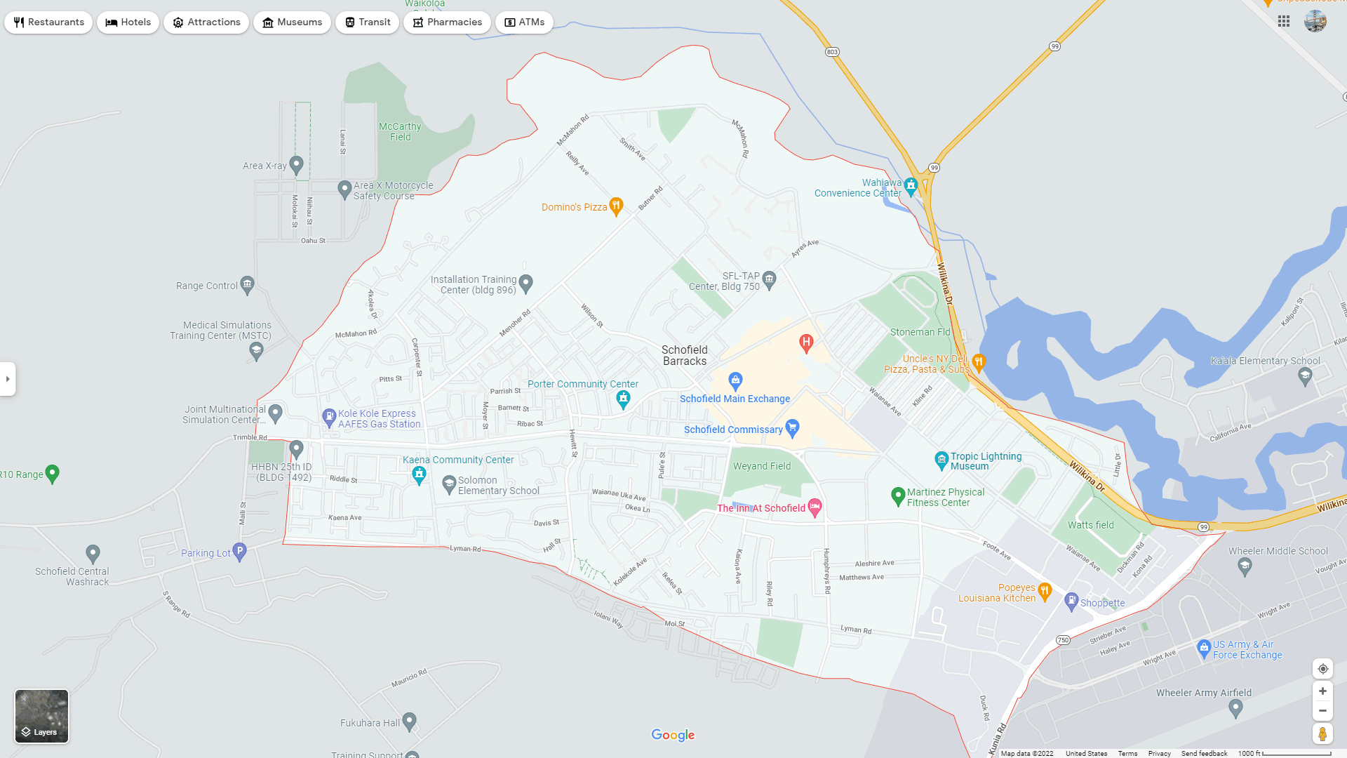 Schofield Barracks, Hawaii Map