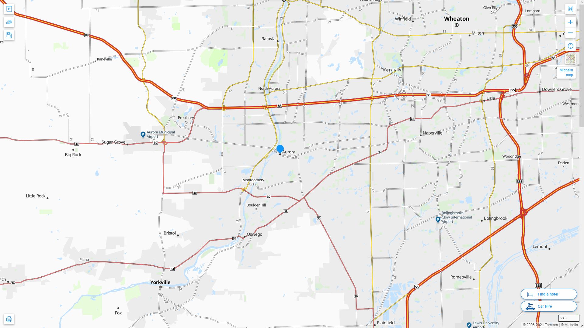 Aurora, Illinois Map