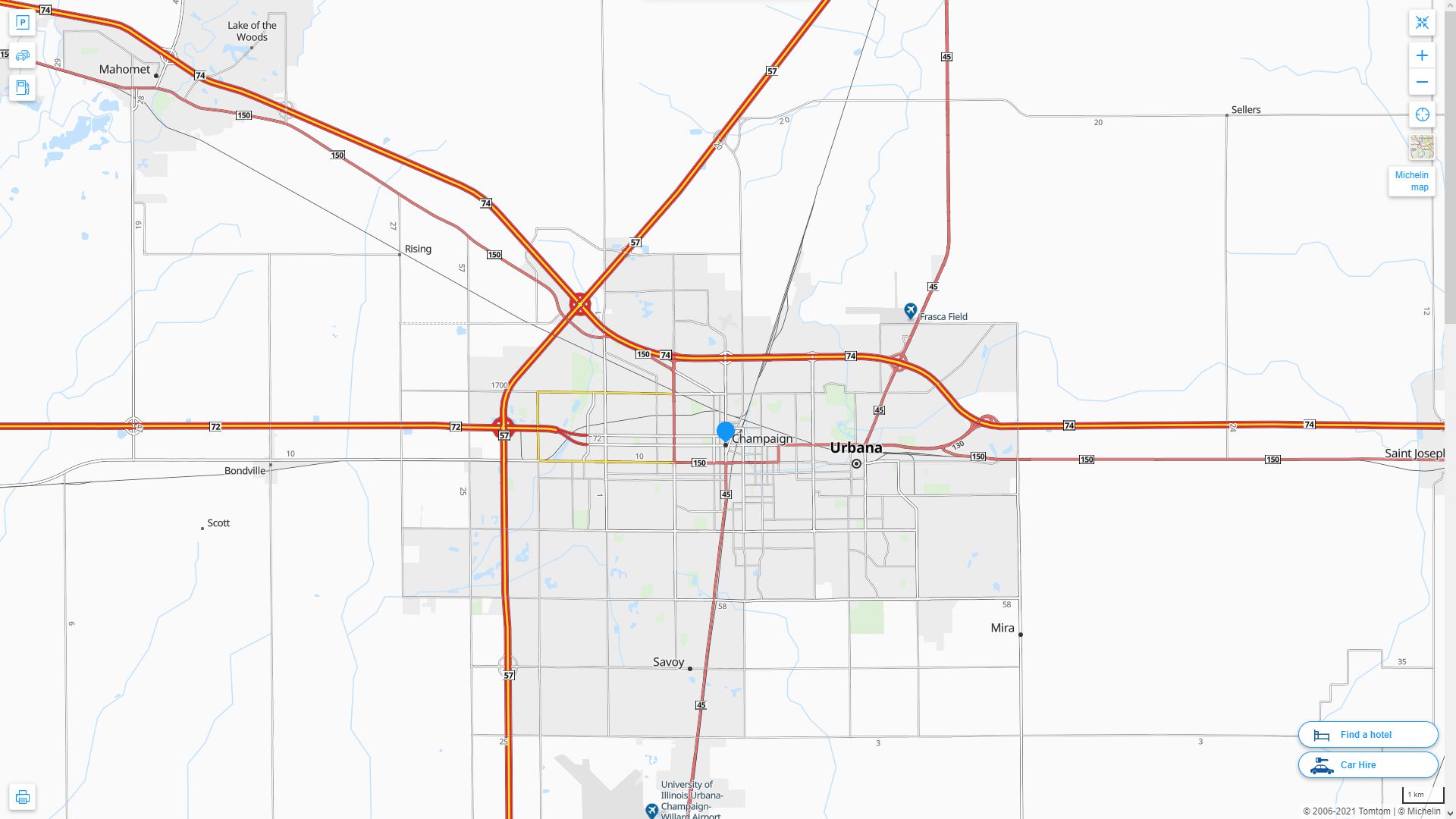 Champaign, Illinois Map