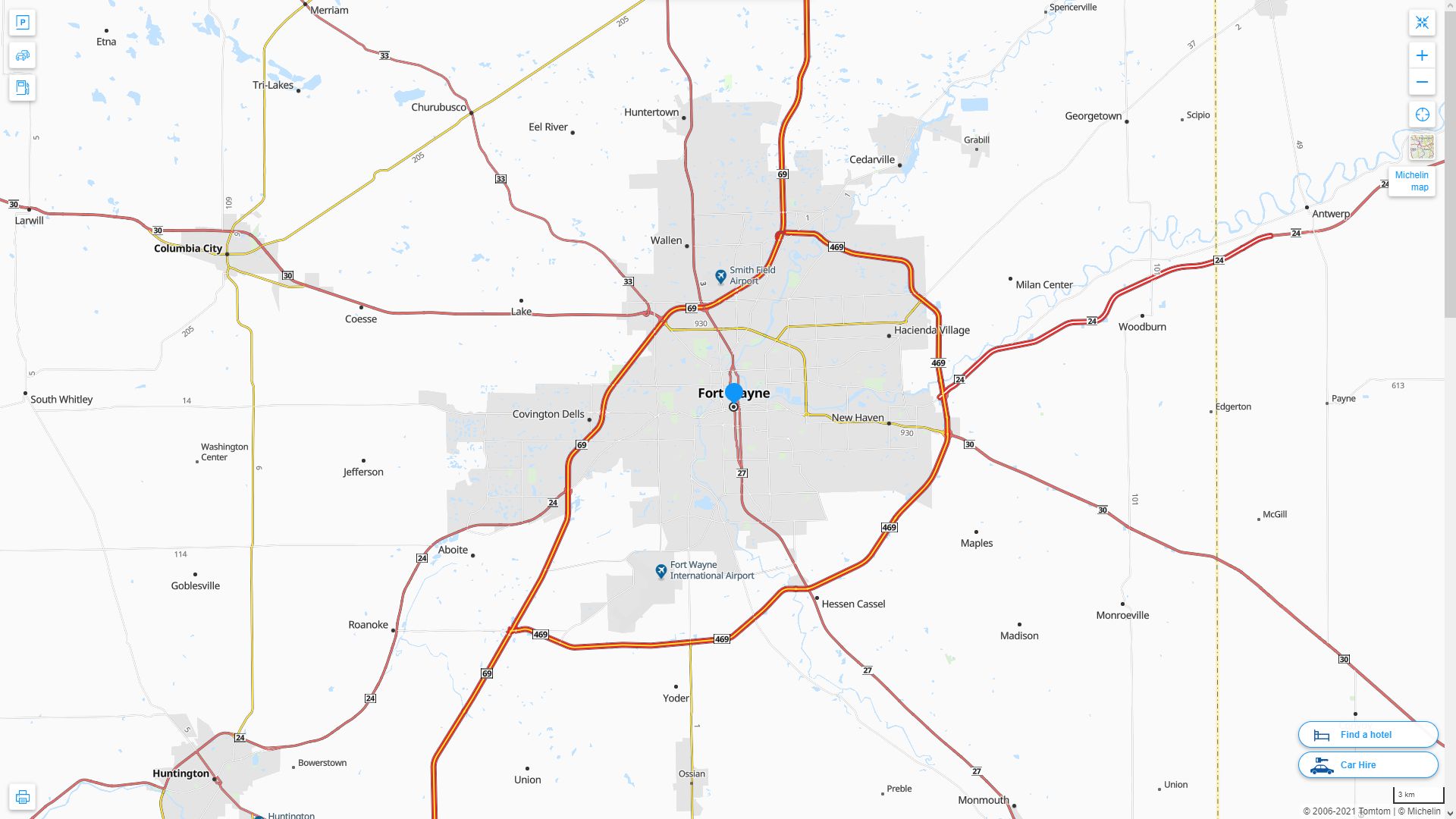 Fort Wayne, Indiana Map