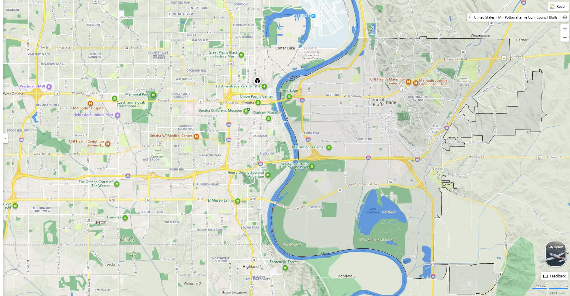 Council Bluffs, Iowa Map