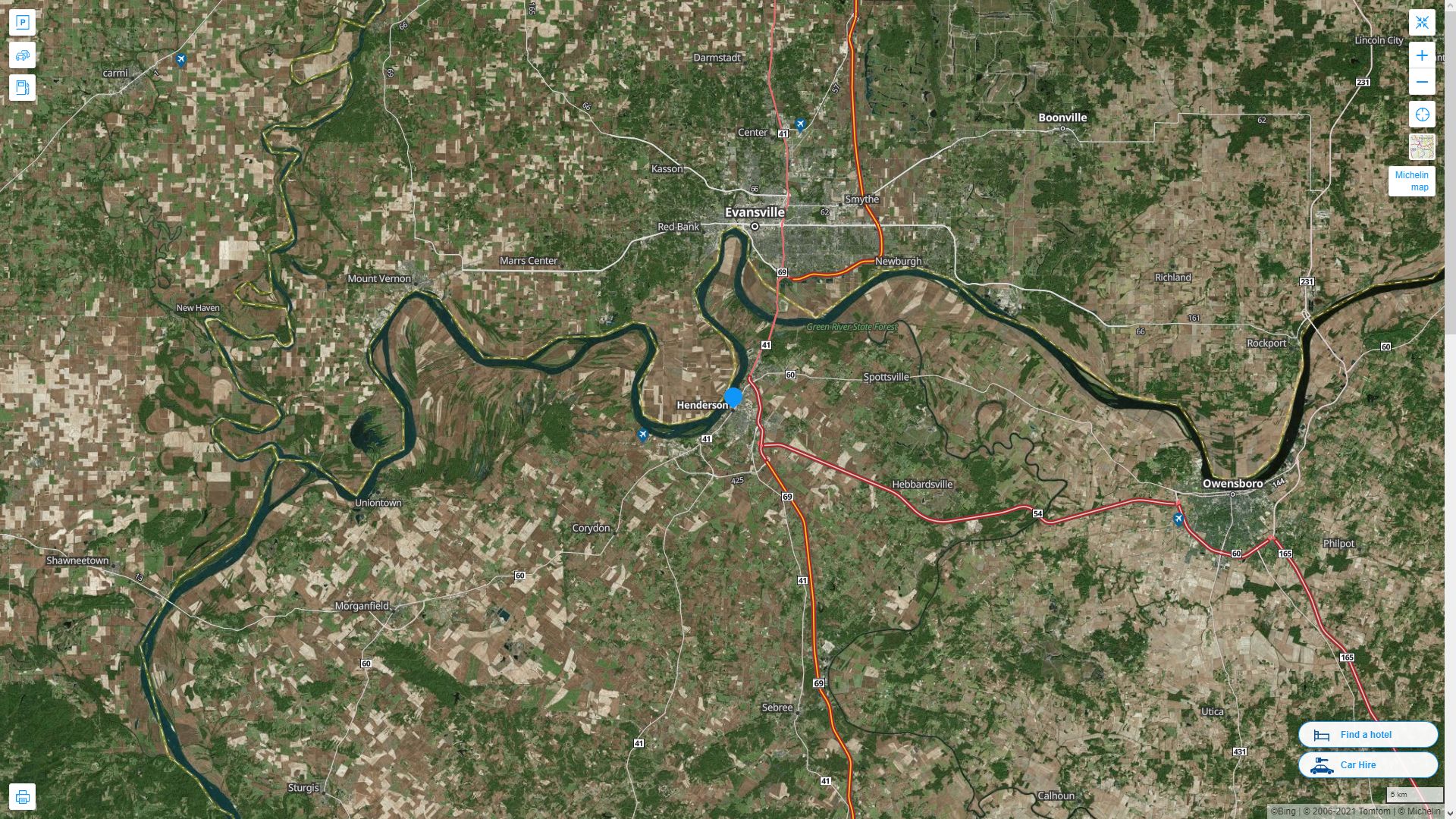 Henderson, Kentucky Map