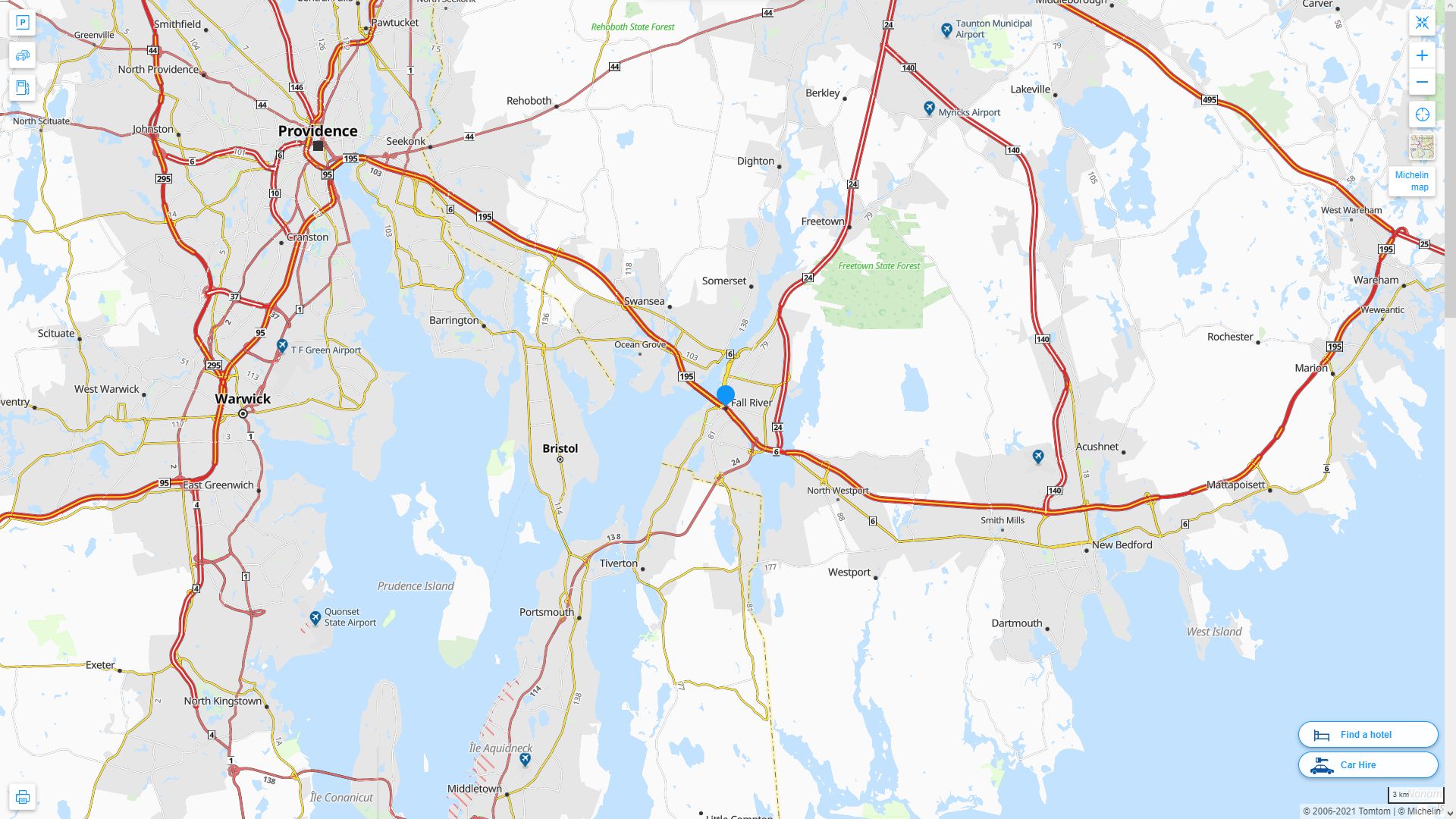 Fall River, Massachusetts Map