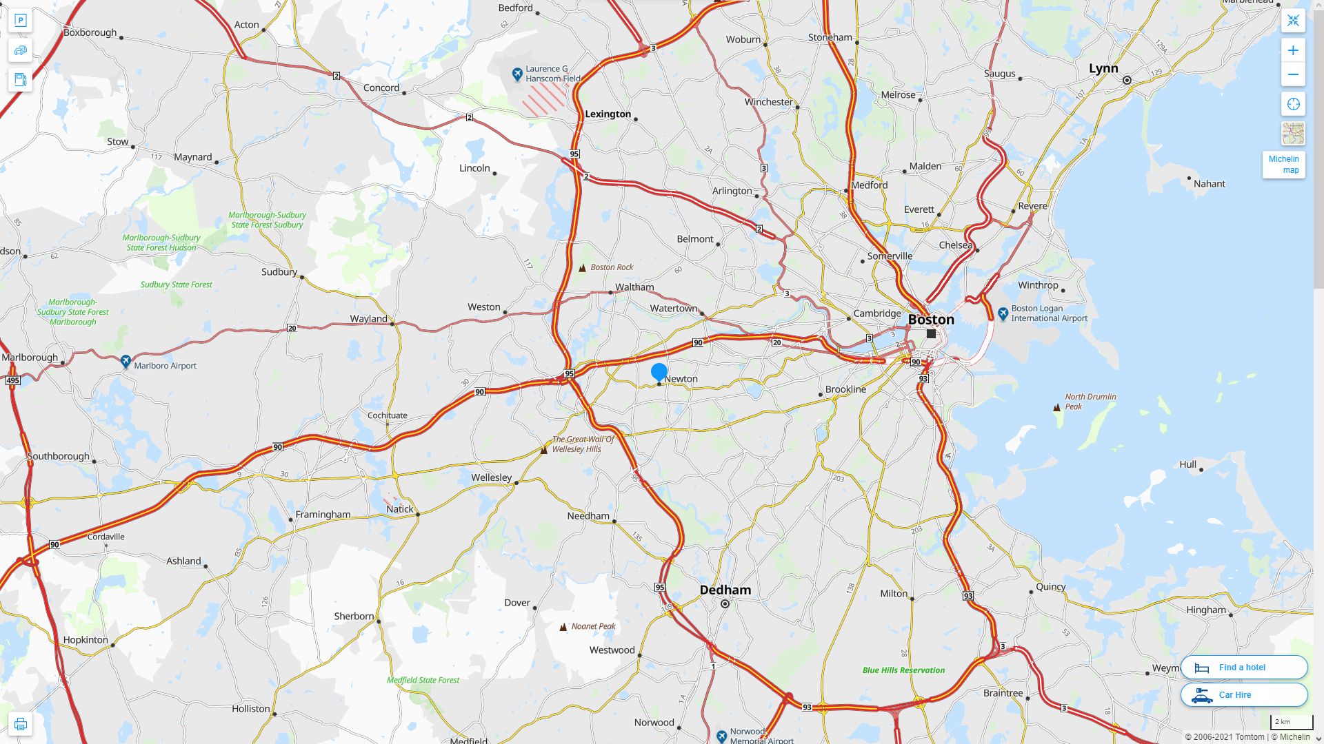 Newton, Massachusetts Map