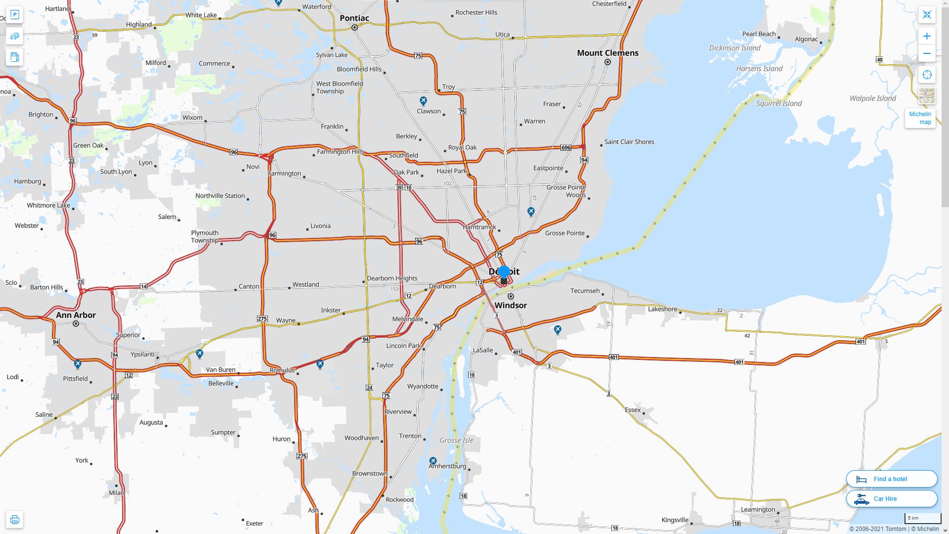 Detroit, Michigan Map