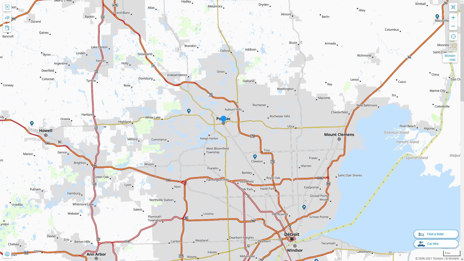 Pontiac, Michigan Map