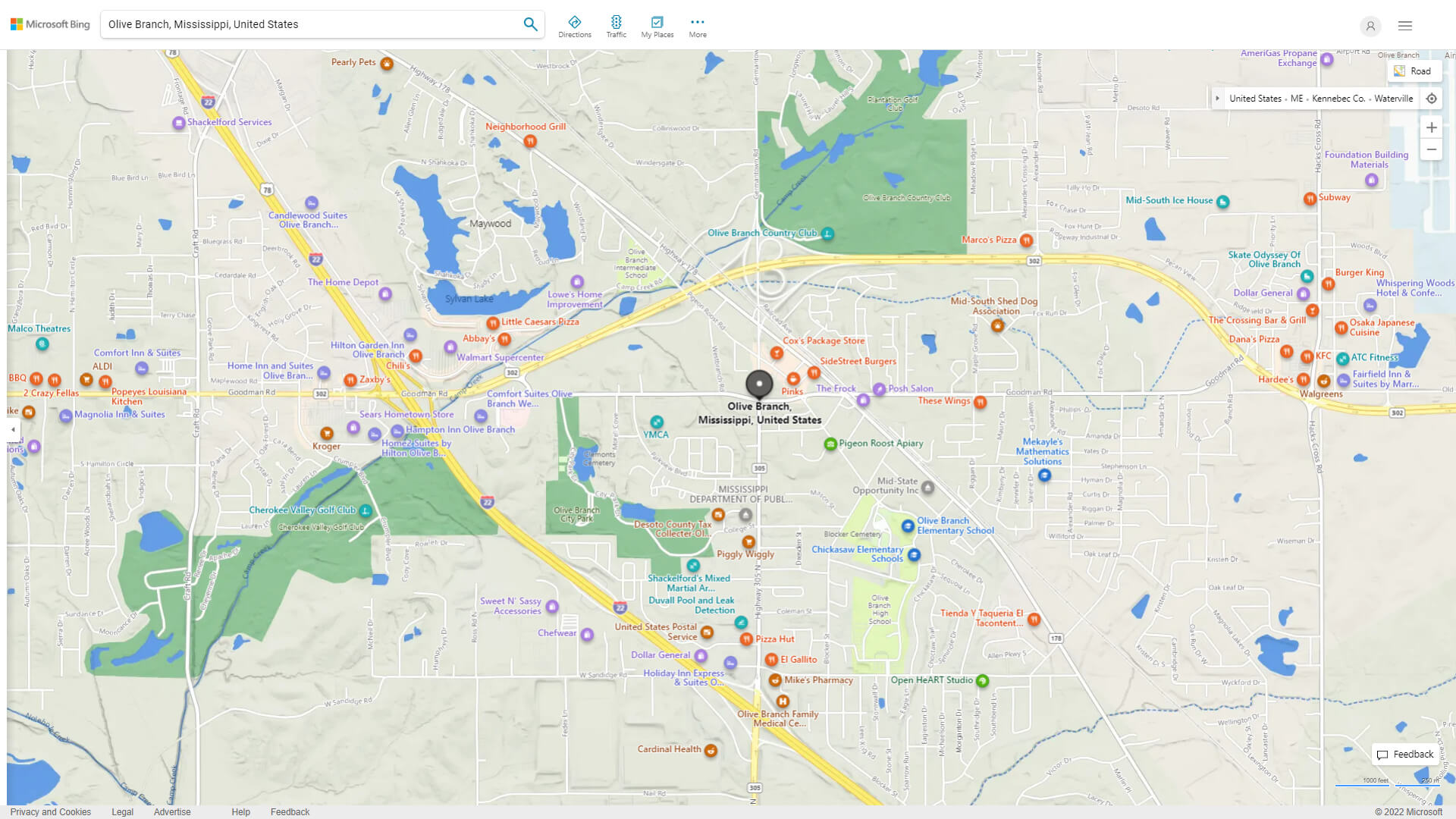 Olive Branch, Mississippi Map