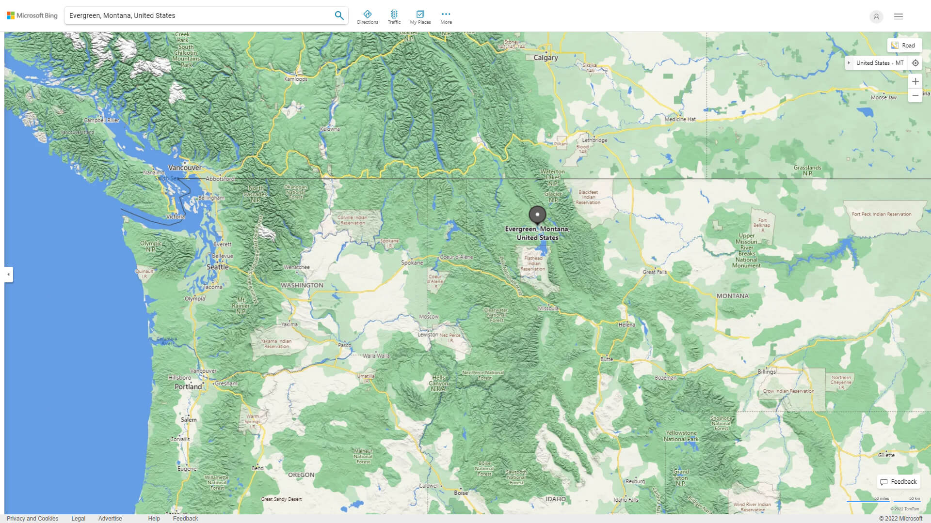 Evergreen, Montana Map