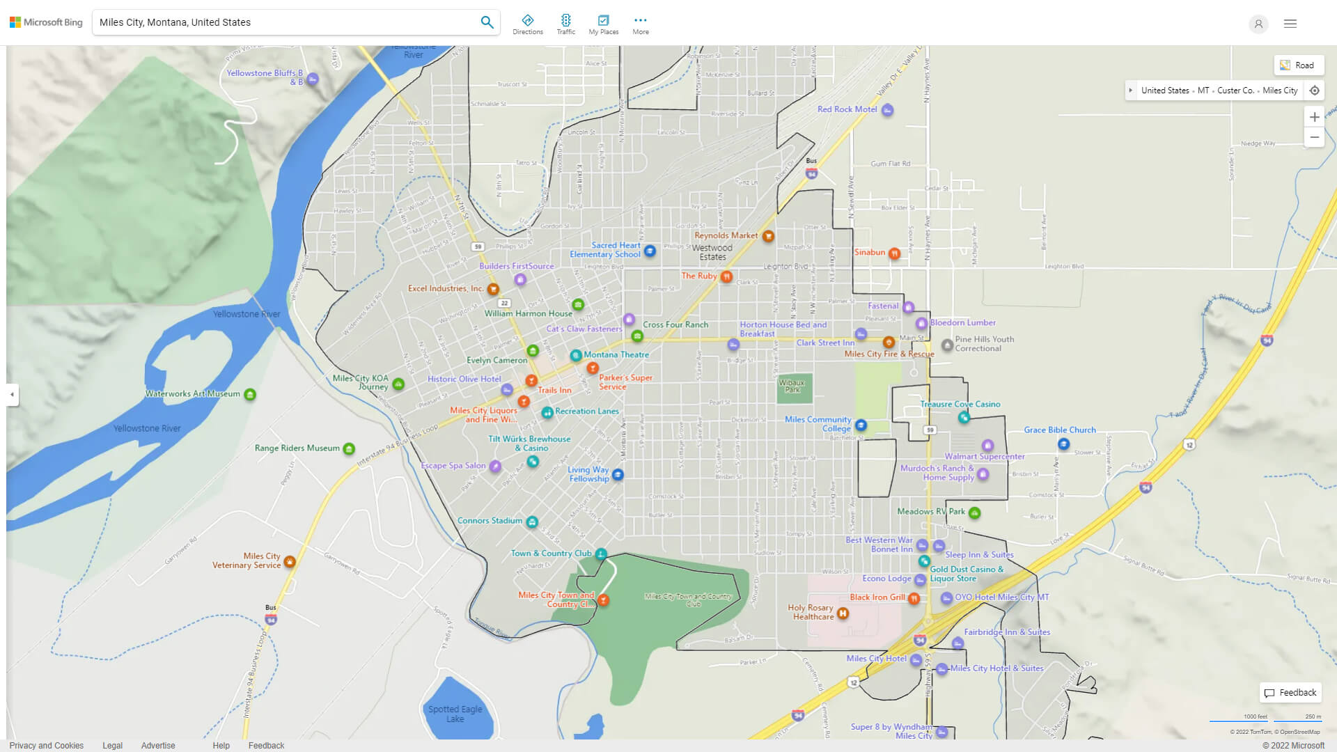 Miles City, Montana Map