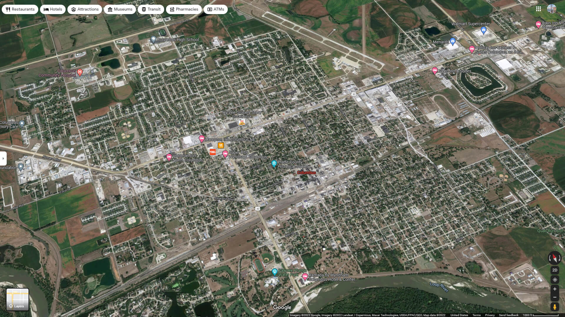 Columbus, Nebraska Map