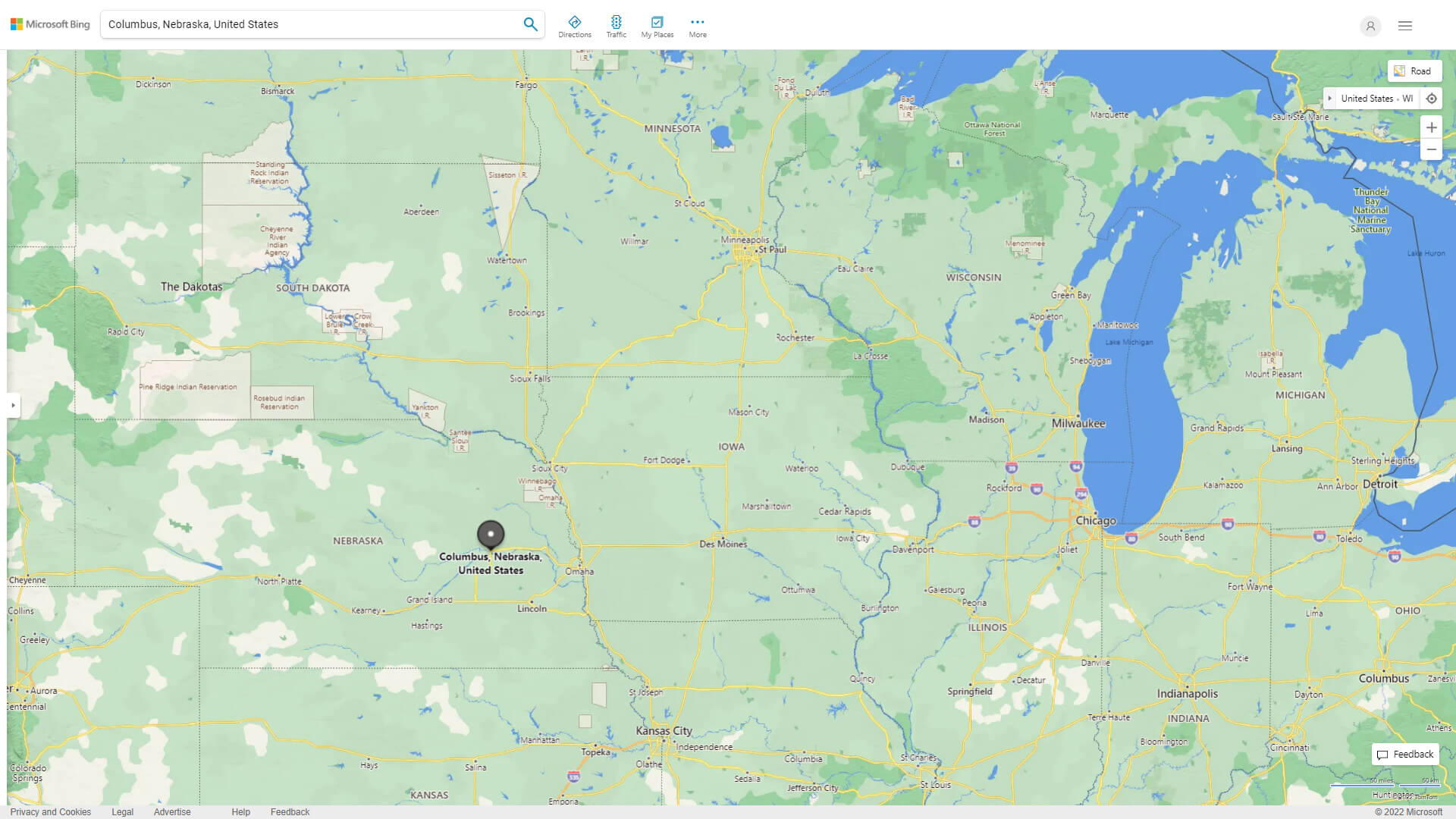 Columbus, Nebraska Map