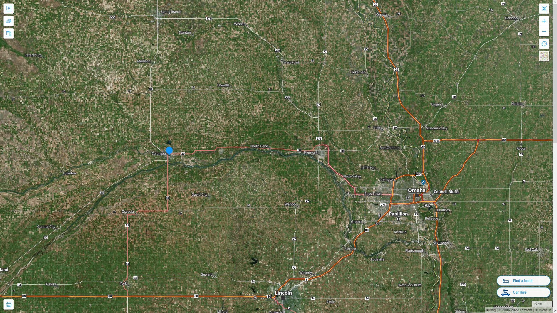 Columbus, Nebraska Map