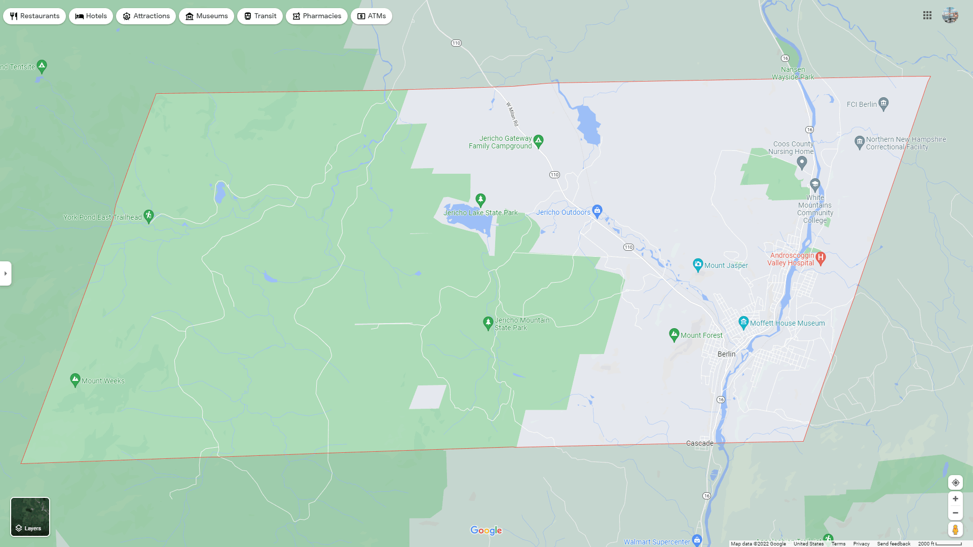 Berlin, New Hampshire Map
