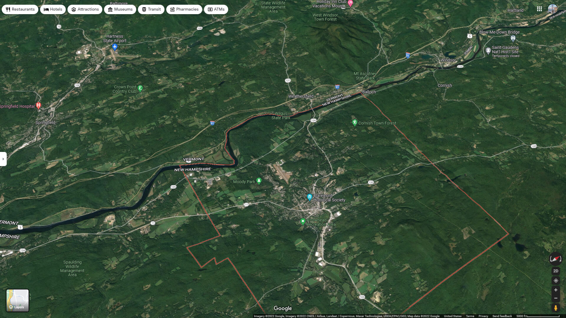 Claremont, New Hampshire Map