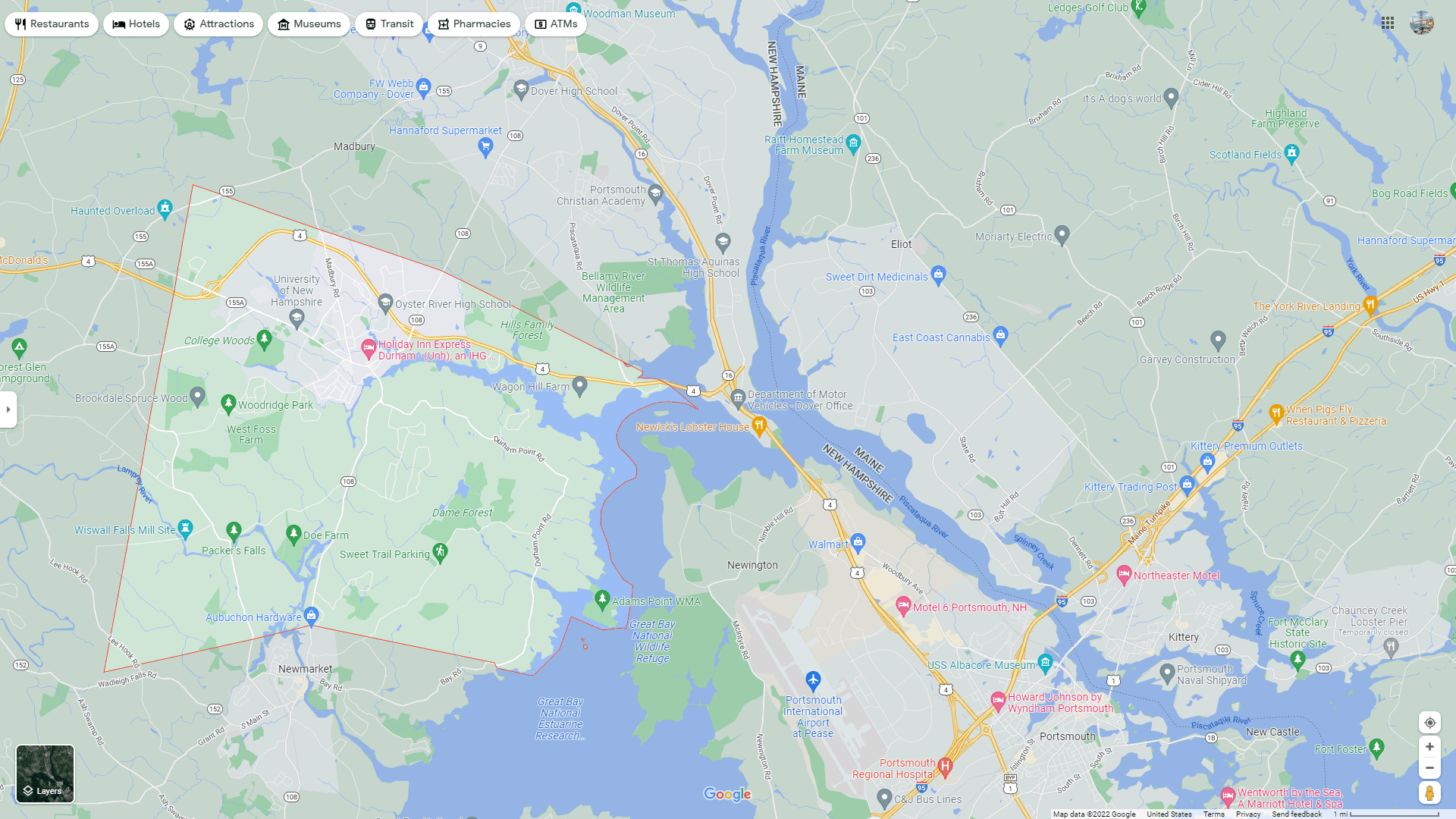 Durham, New Hampshire Map