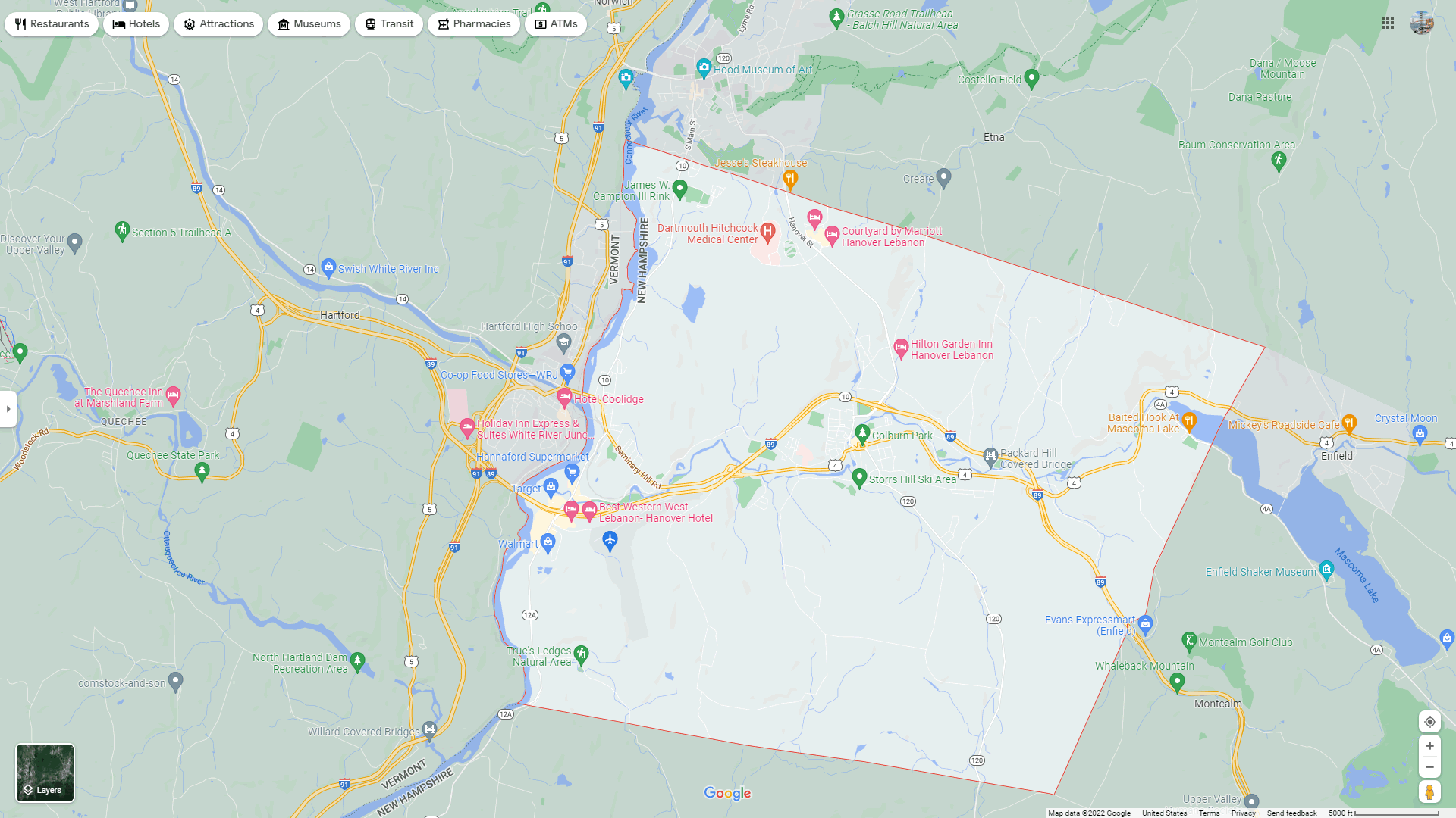 Lebanon, New Hampshire Map
