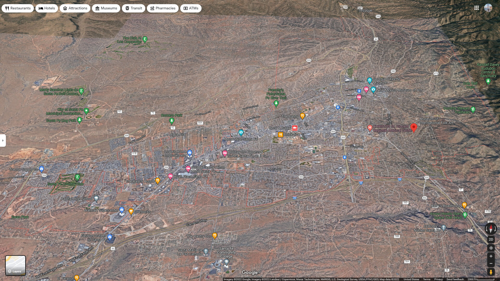 Santa Fe, New Mexico Map