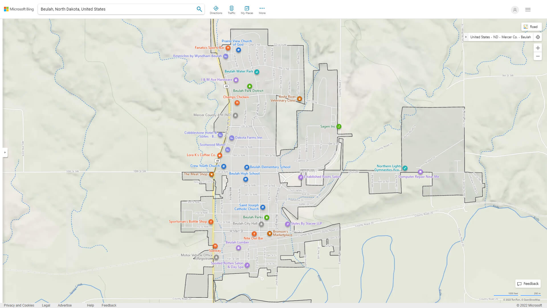 Beulah, North Dakota Map