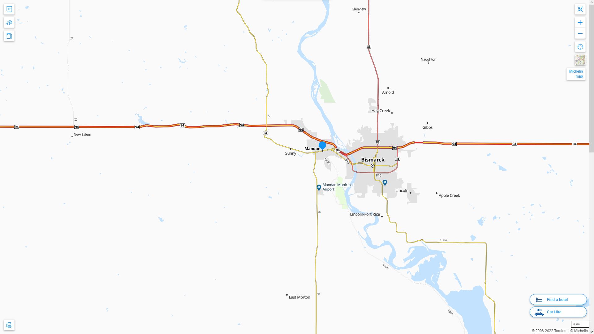 Mandan, North Dakota Map