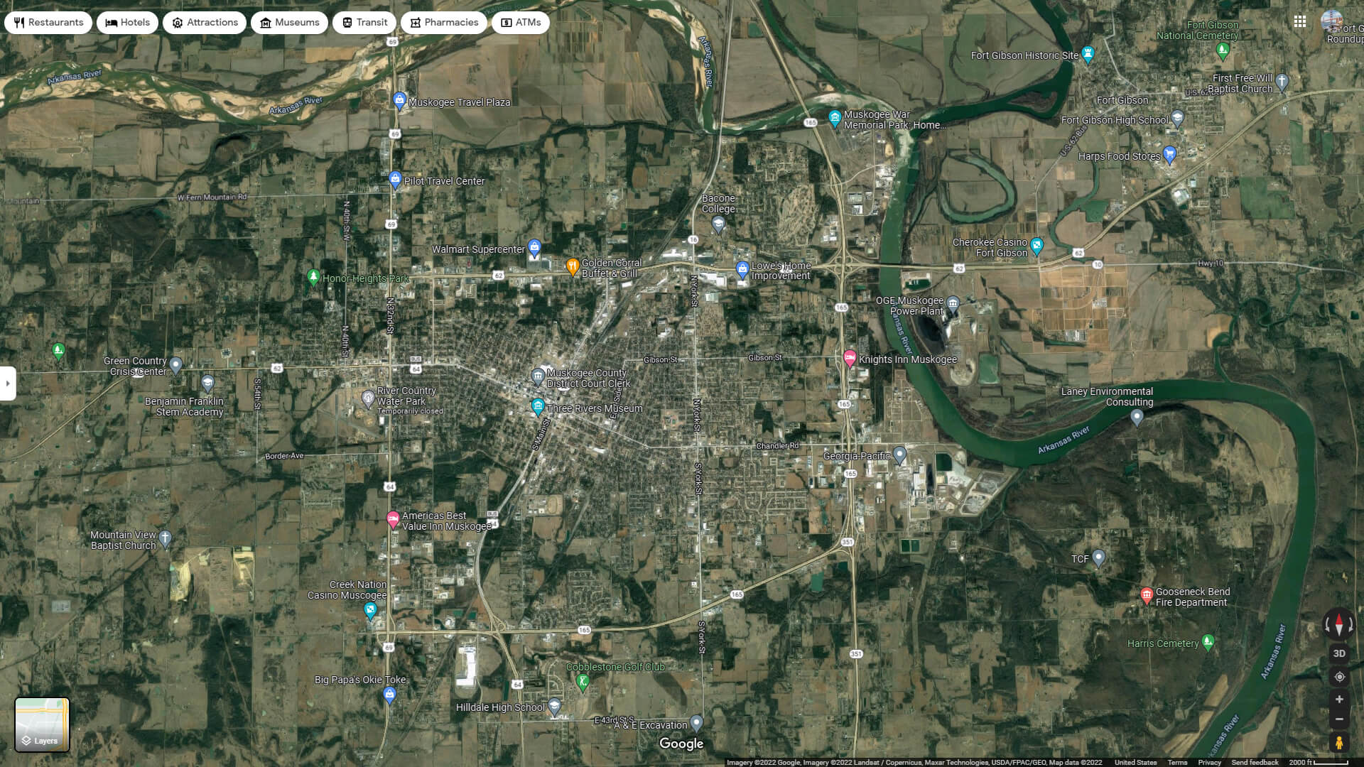 Muskogee, Oklahoma Map