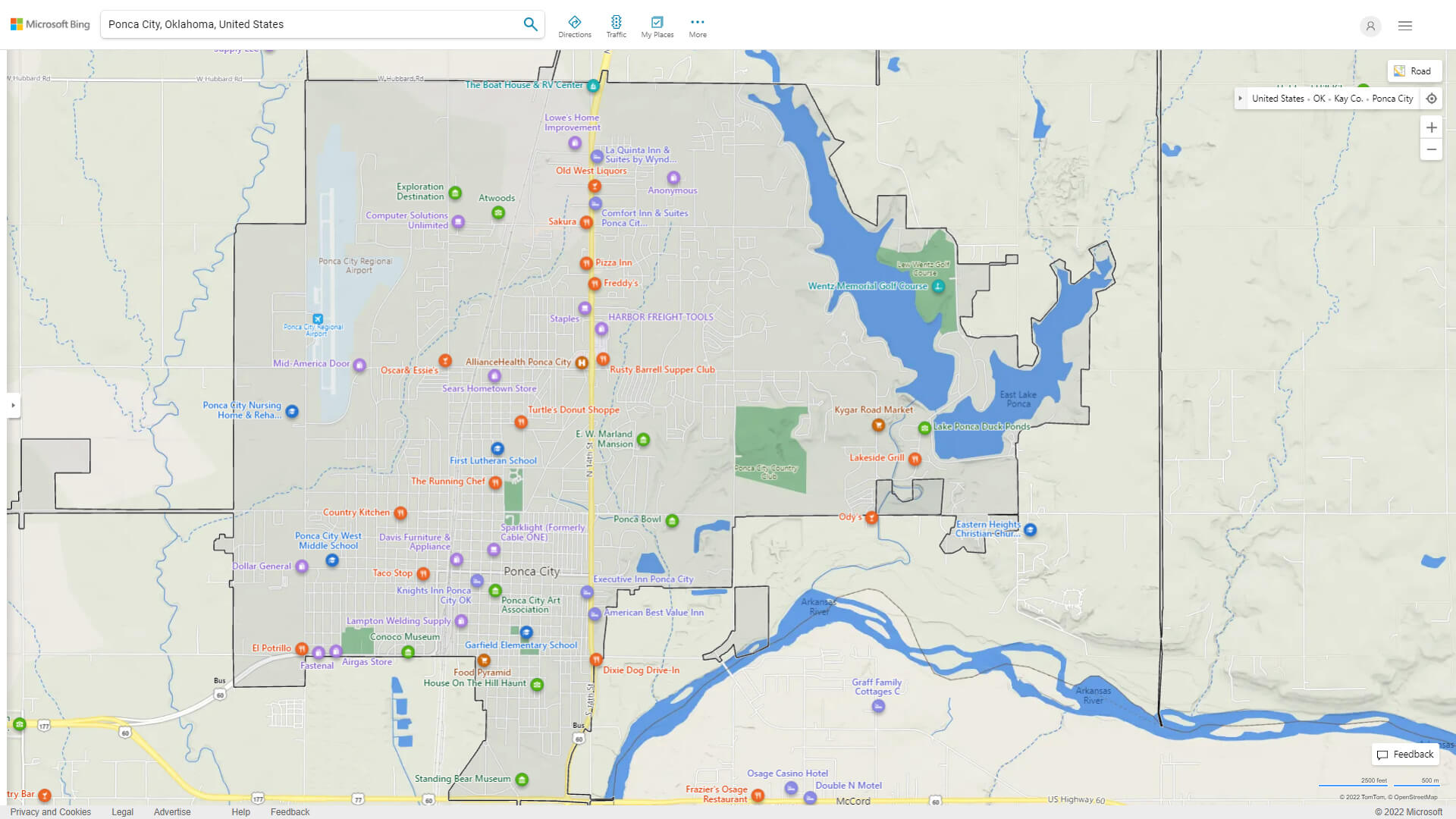 Ponca City, Oklahoma Map