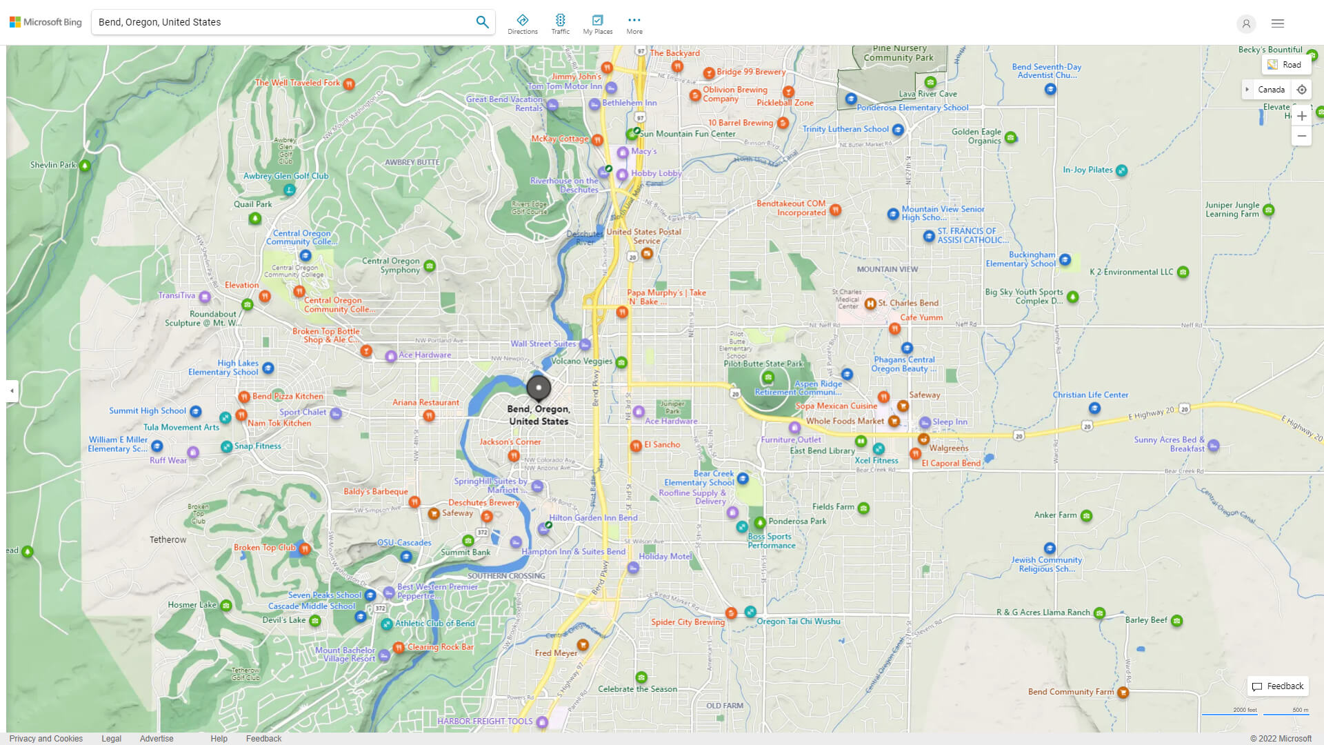 Bend, Oregon Map