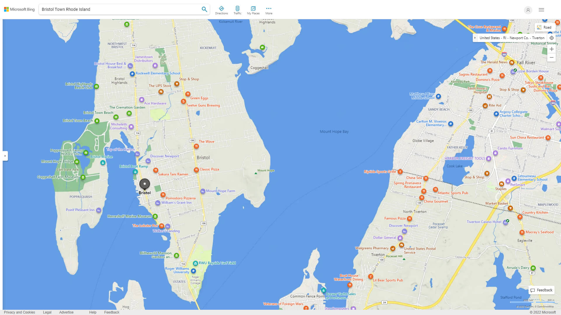 Bristol Town Rhode Island Map