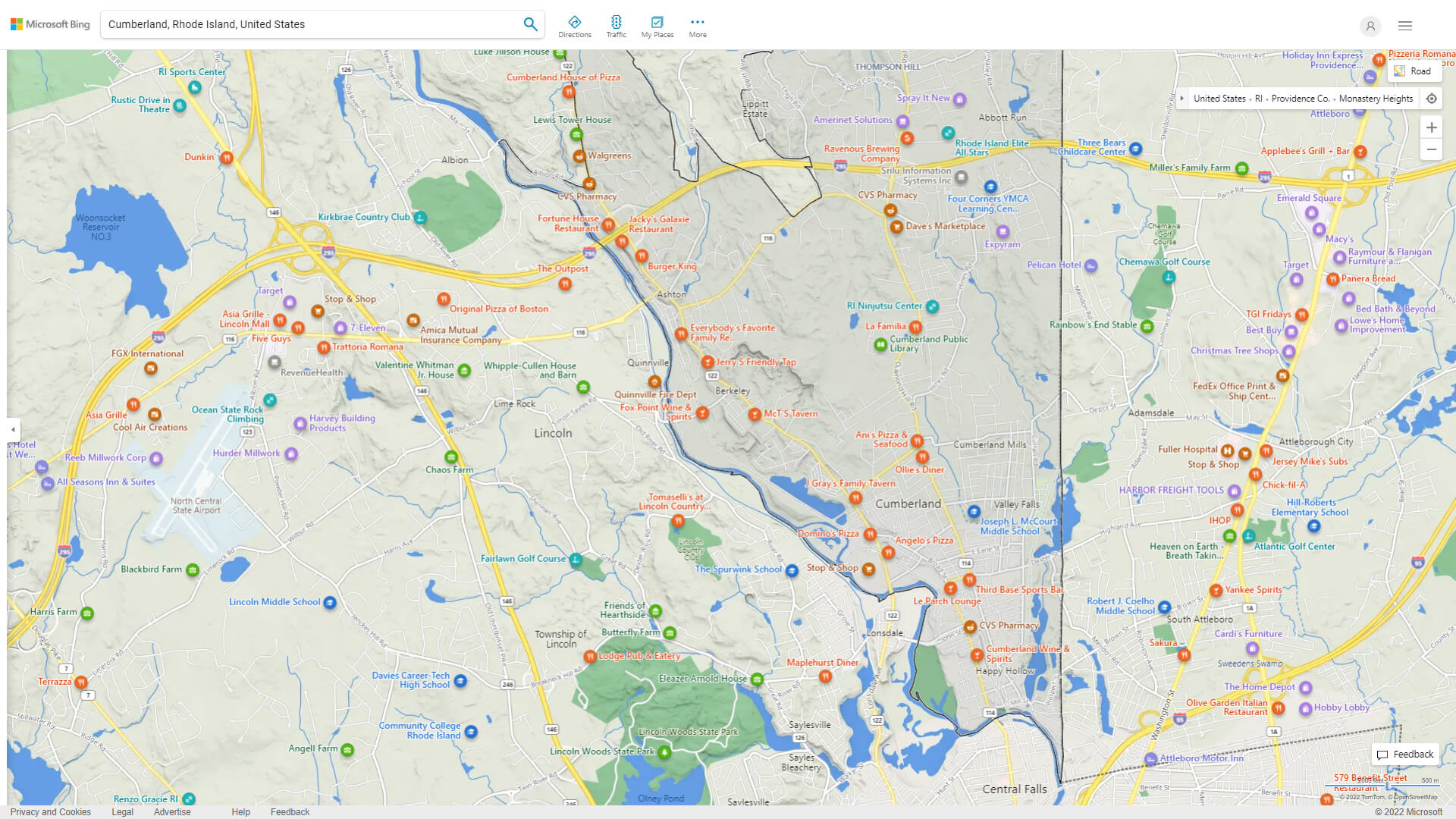 Cumberland, Rhode Island Map