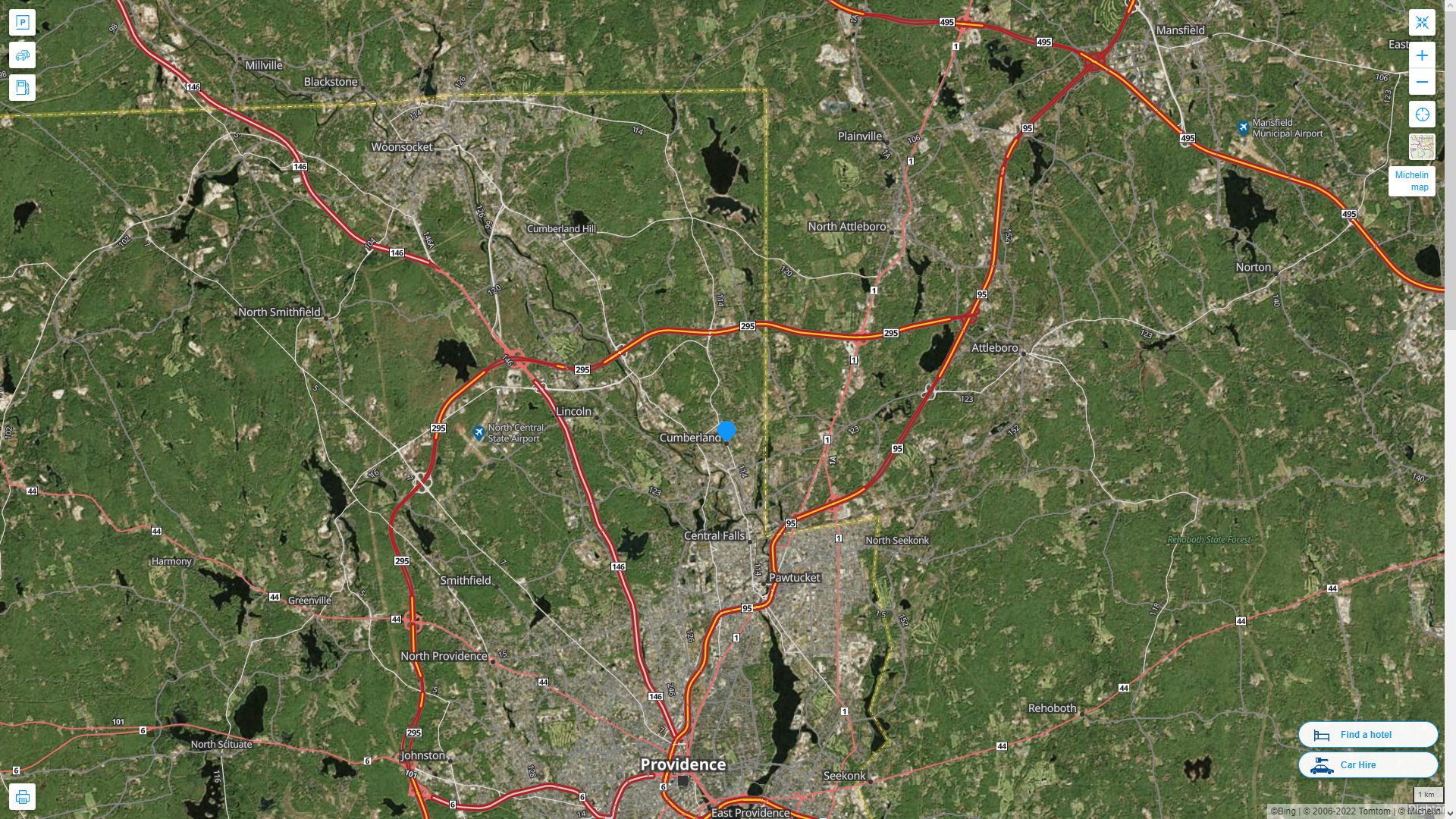 Cumberland, Rhode Island Map