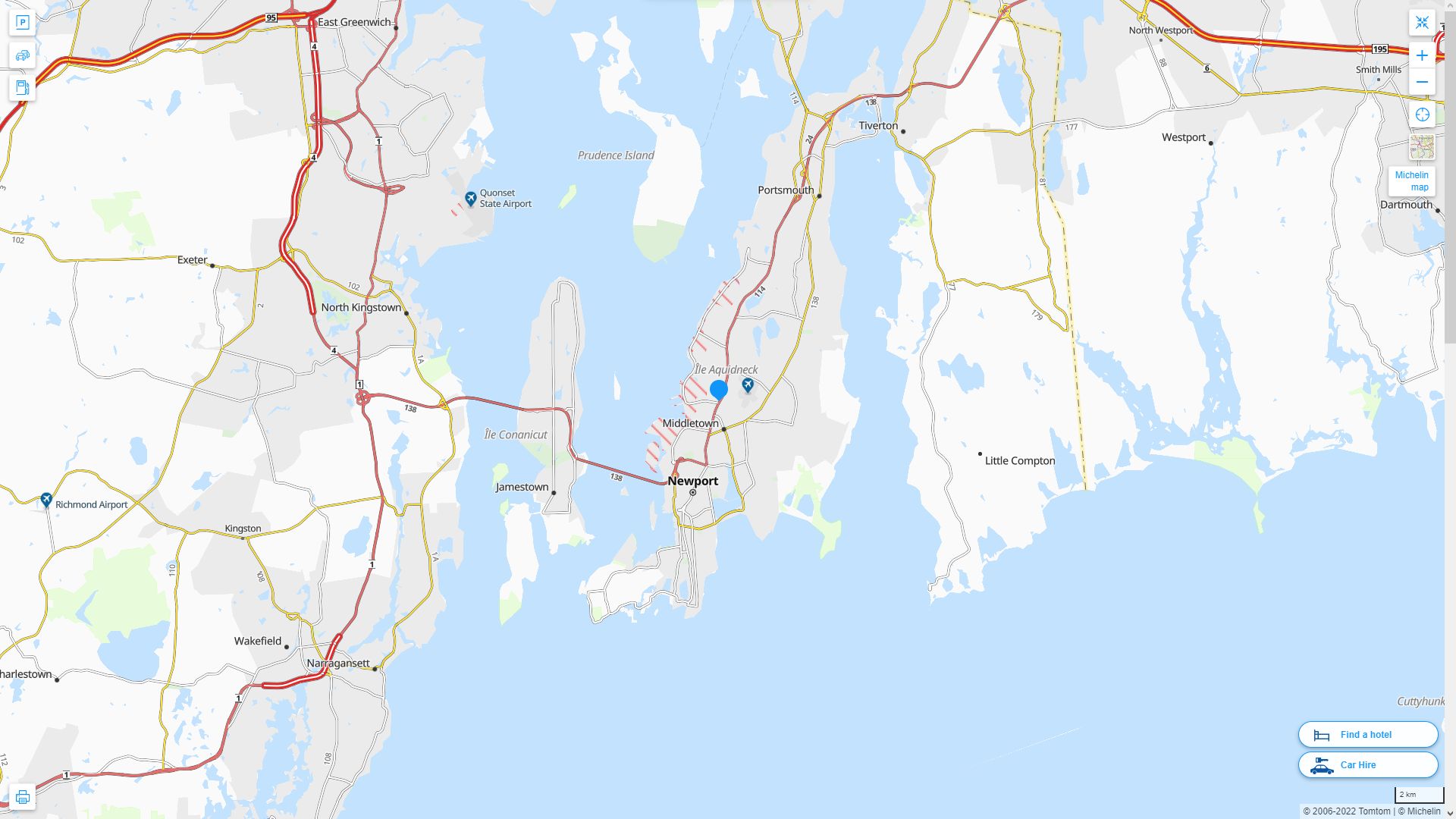 Newport East, Rhode Island Map