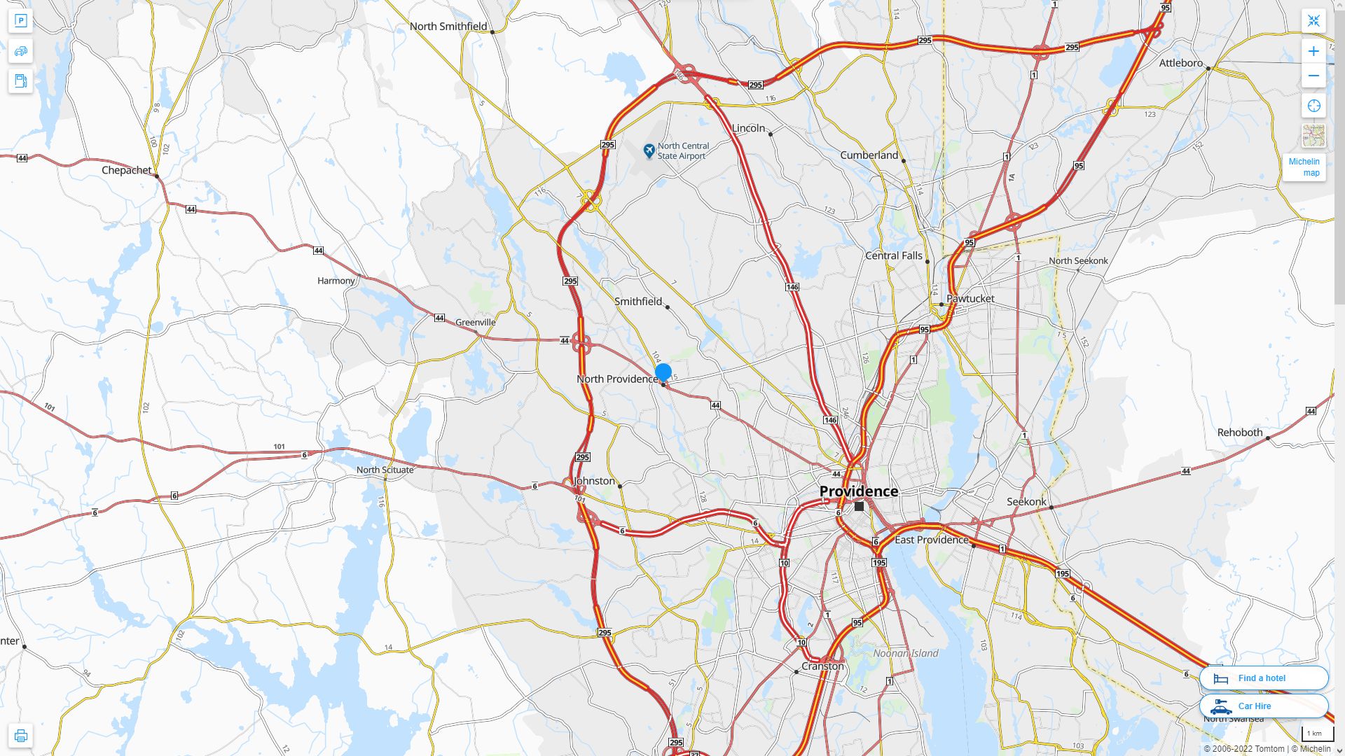 North Providence Town, Rhode Island Map