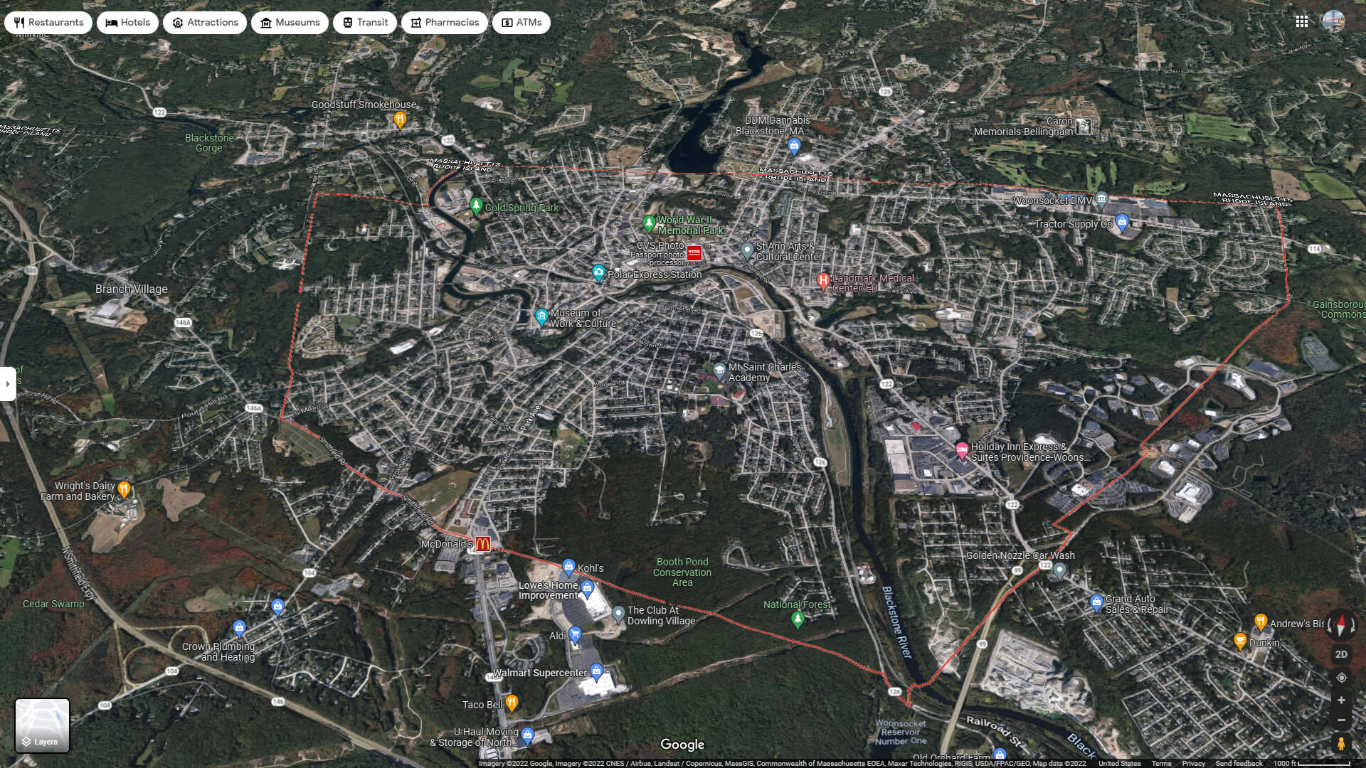 Woonsocket, Rhode Island Map
