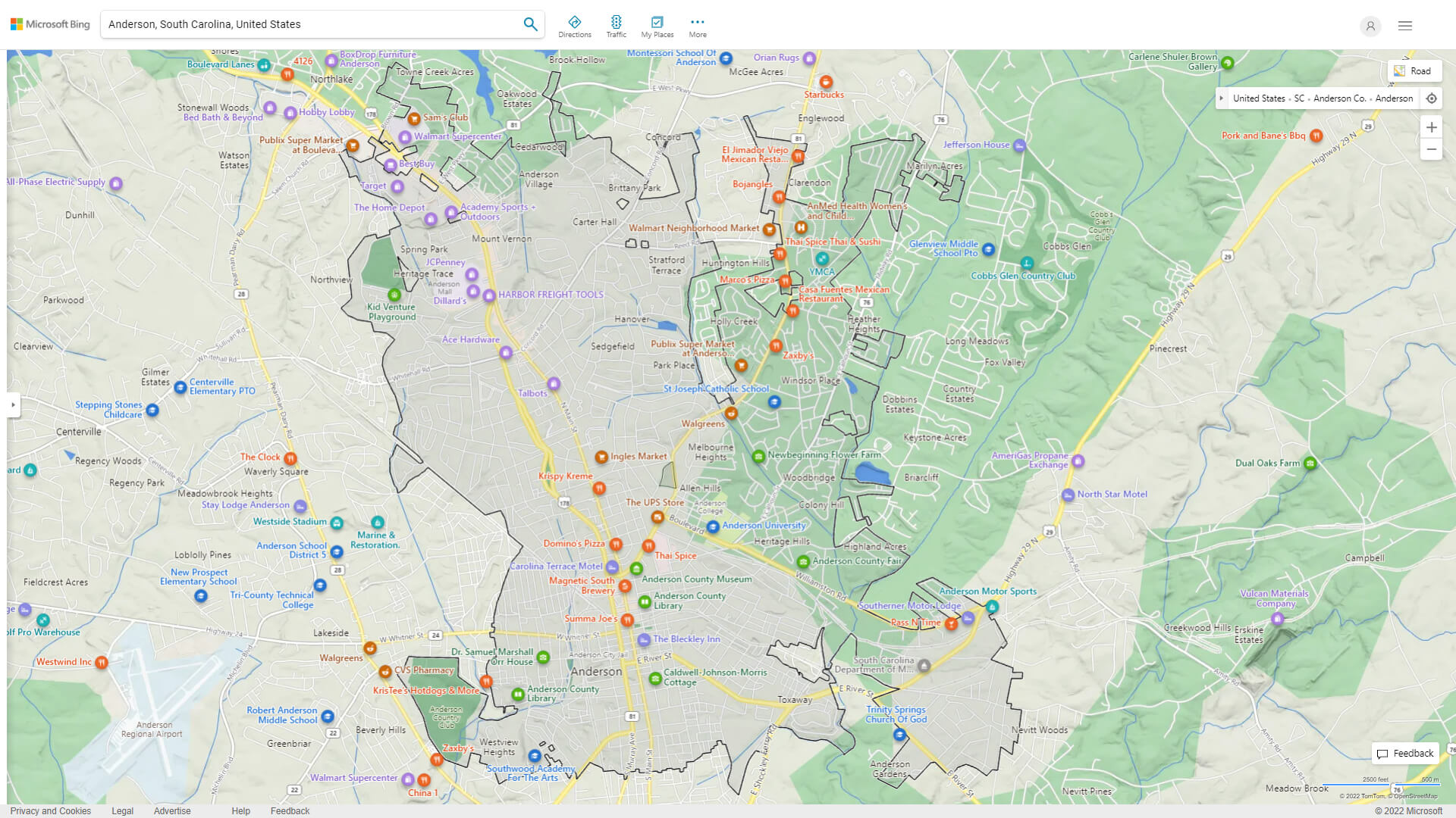 Anderson, South Carolina Map